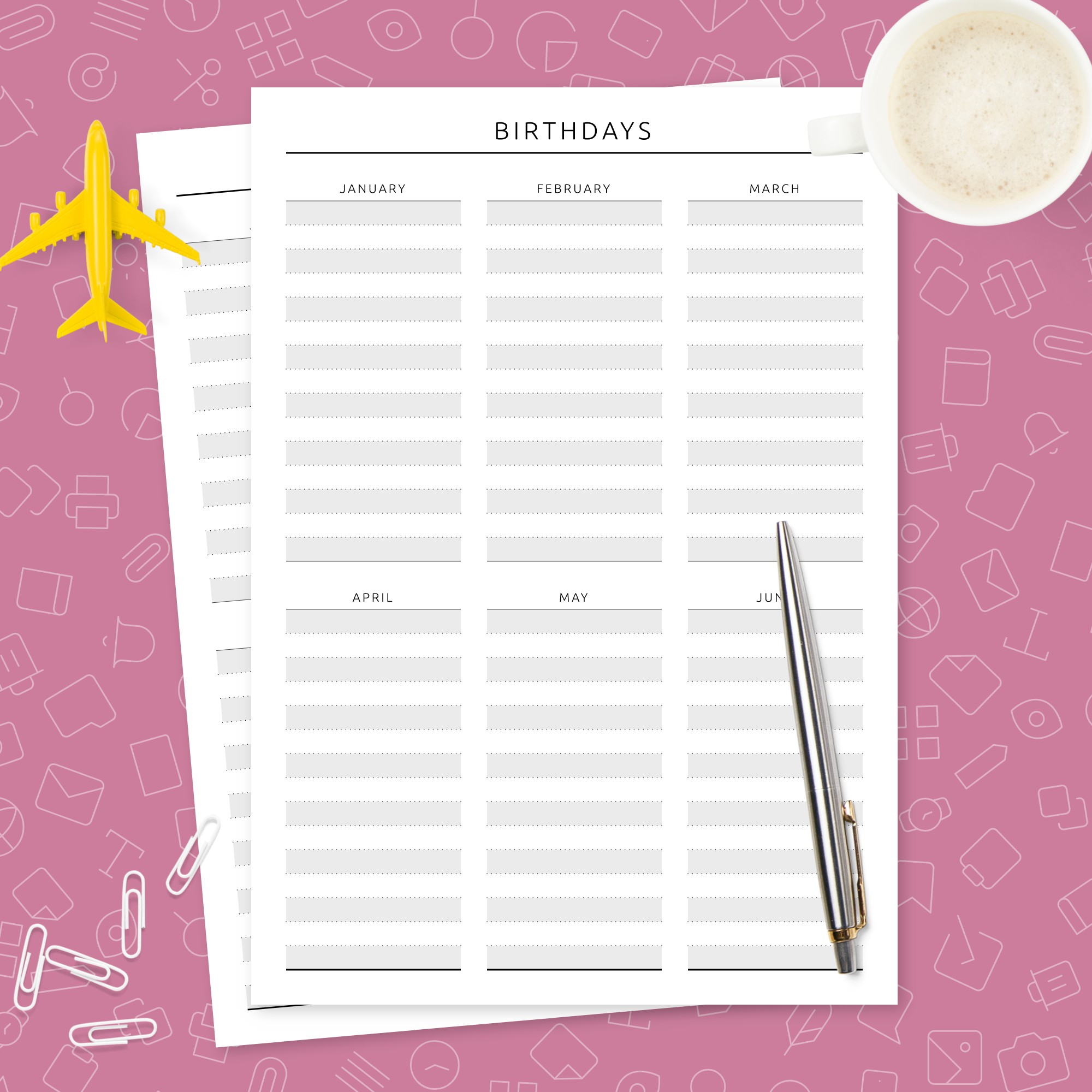 Birthday Calendar - Original Style Template - Download Printable PDF
