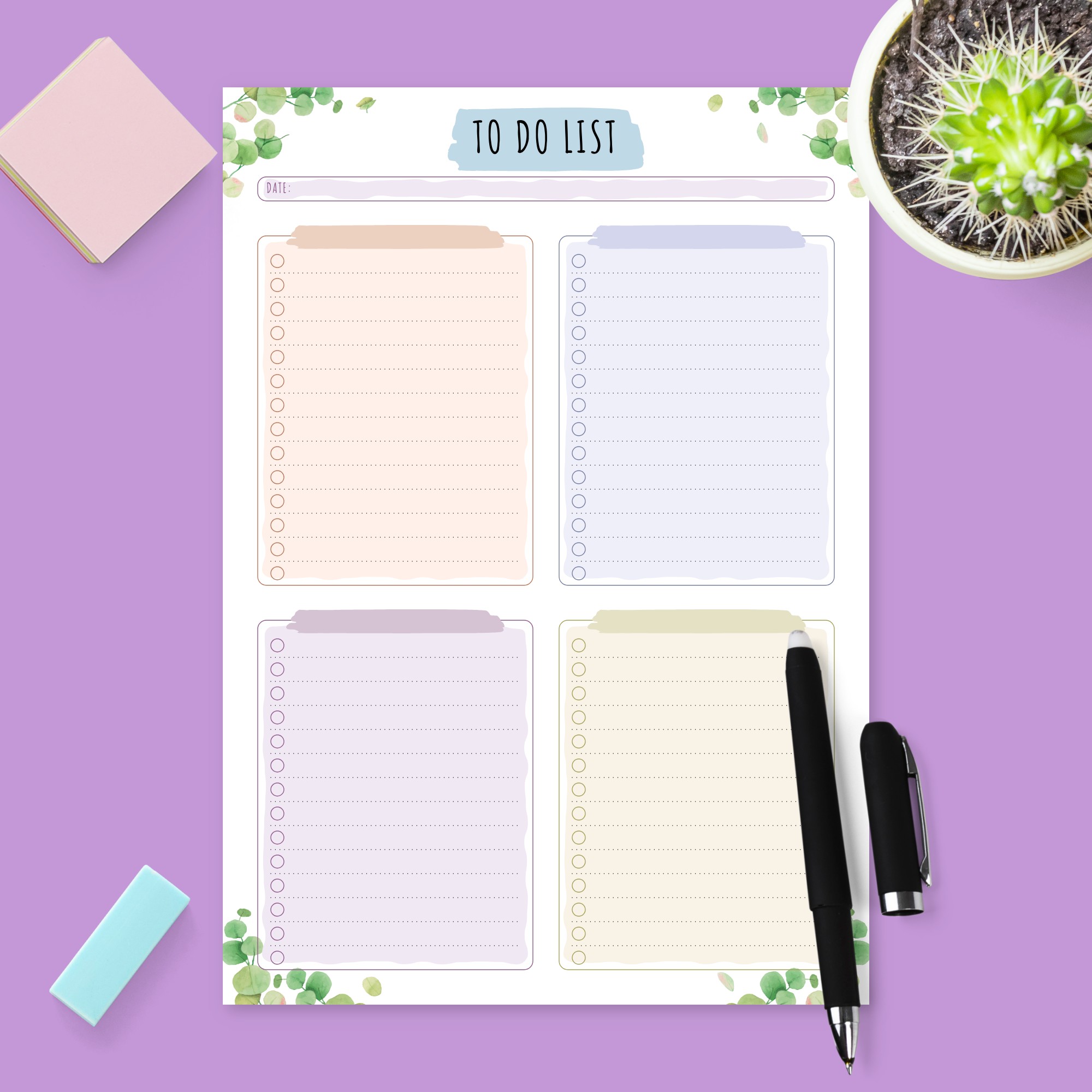 Botanical Daily To Do List Template - Download Printable PDF