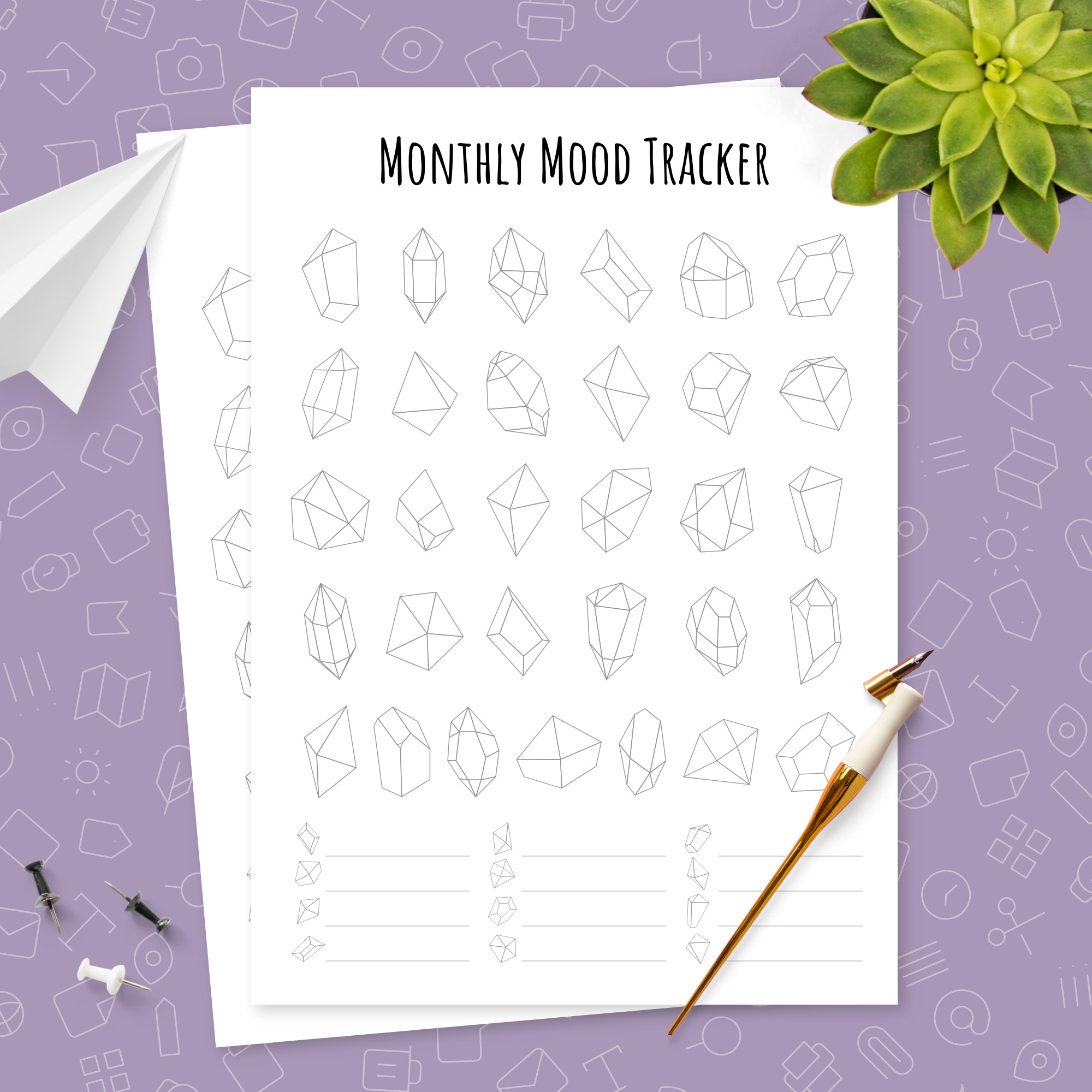 Bullet Journal Mood Tracker Template Template - Printable PDF