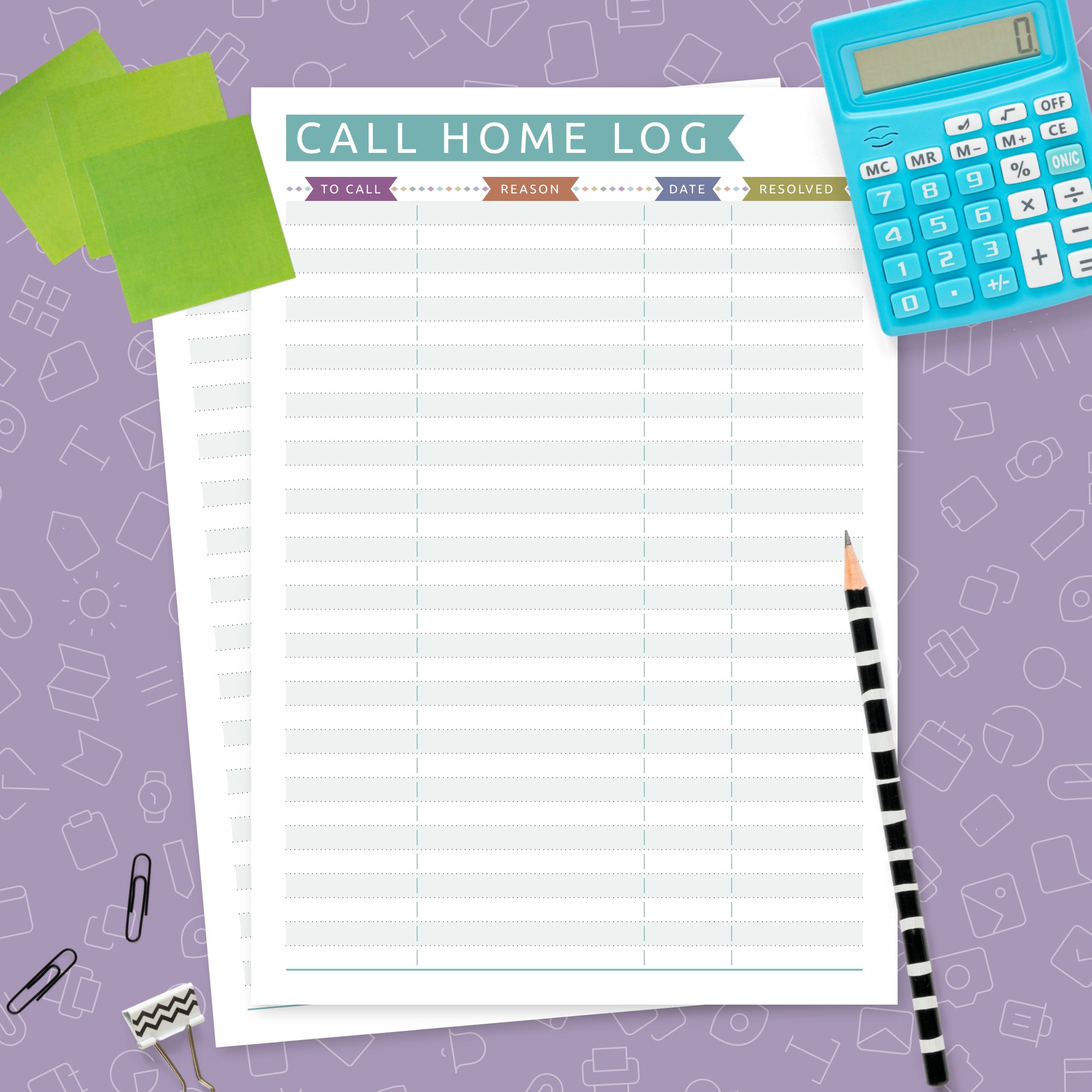 Call Home Log Template (Casual) Template - Printable PDF