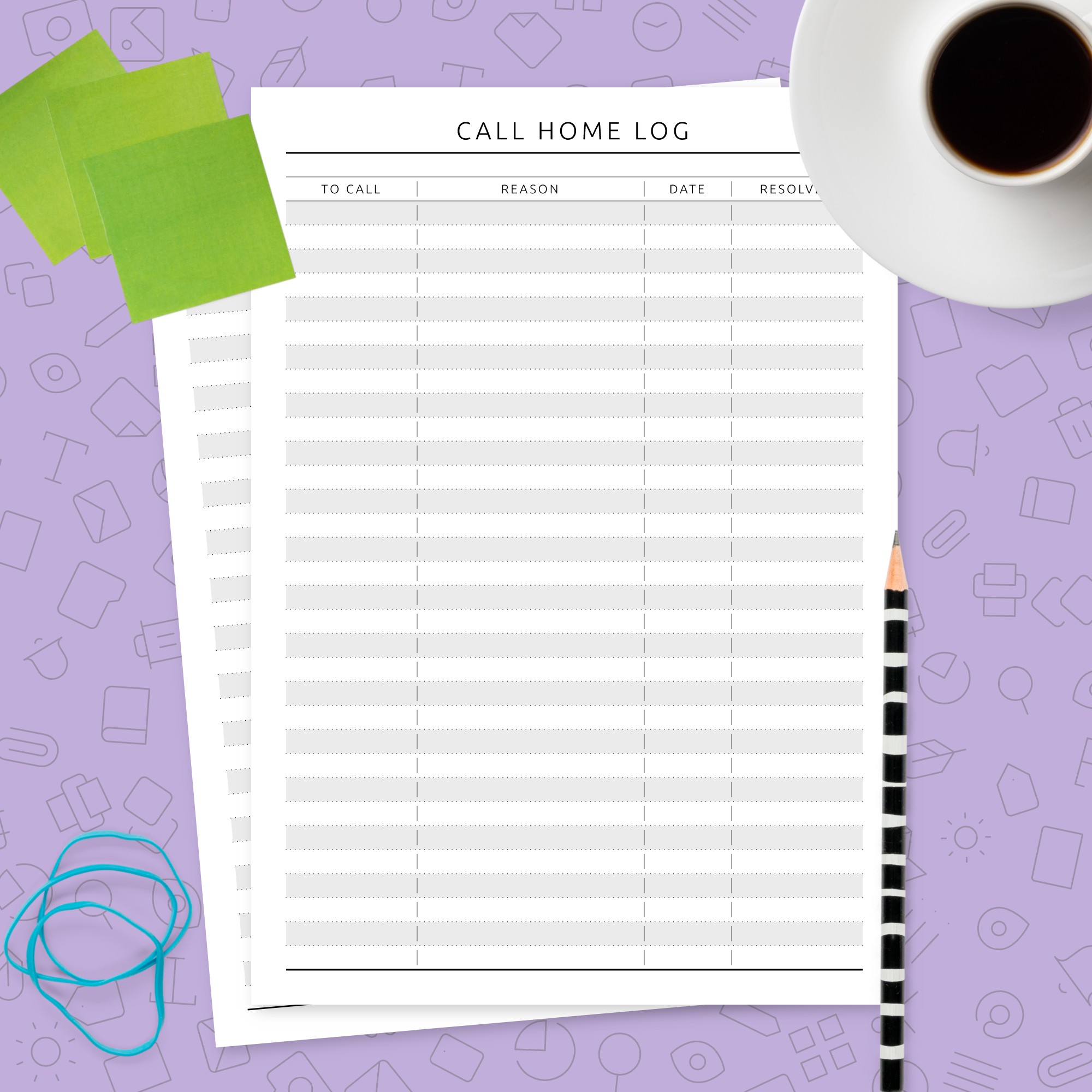 Call Home Log Template (Original) Template - Printable PDF