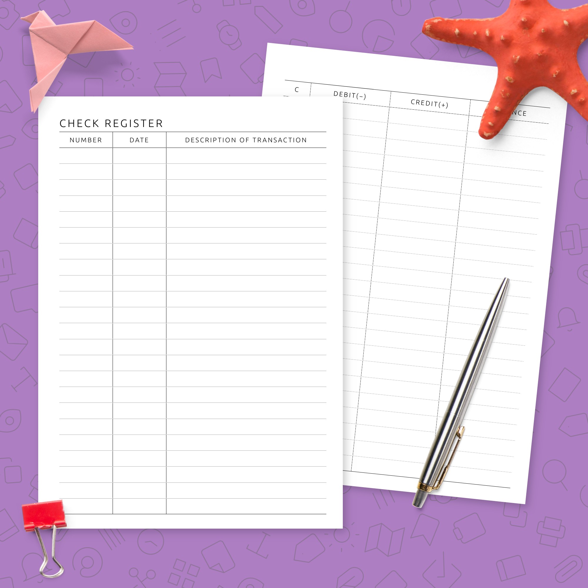 Check Register Formal Template - Download Printable PDF | Printsbery