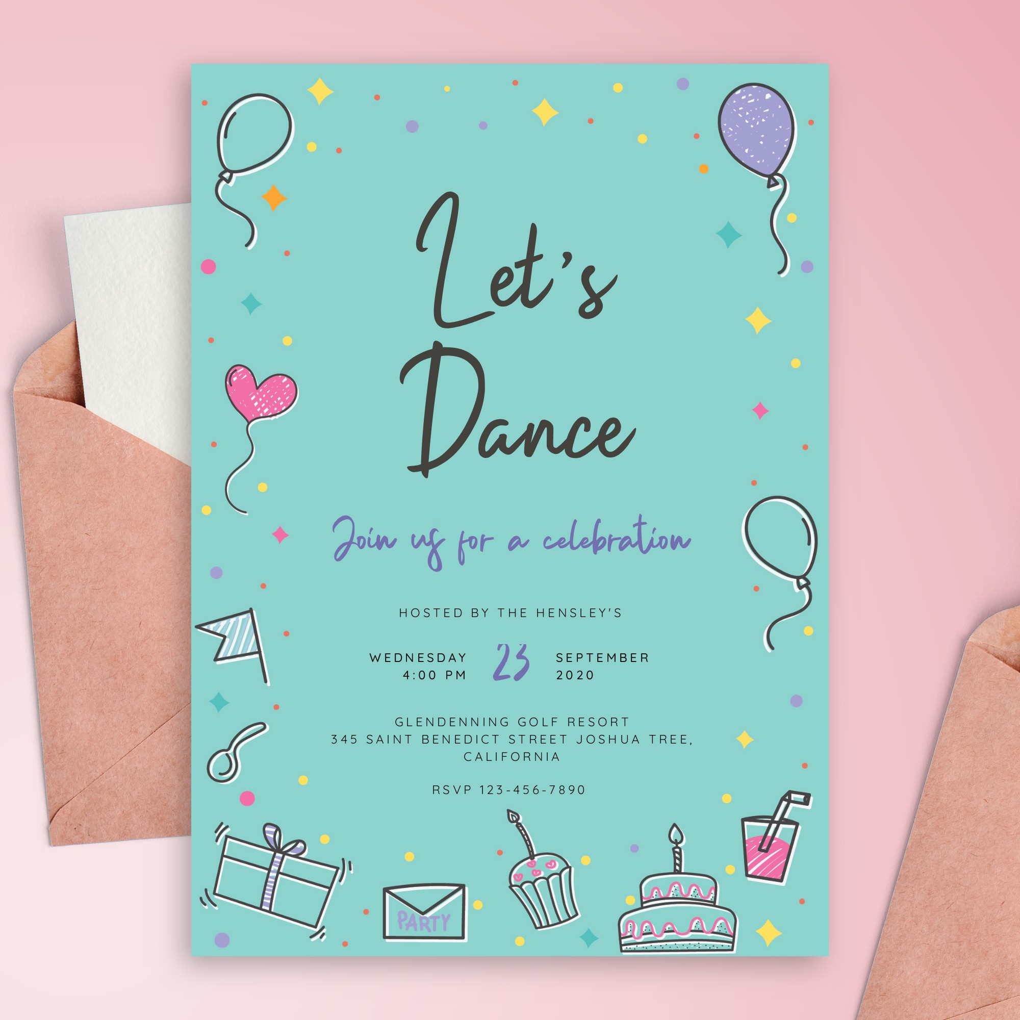 Colored Blue Party Invitation Template Online Maker