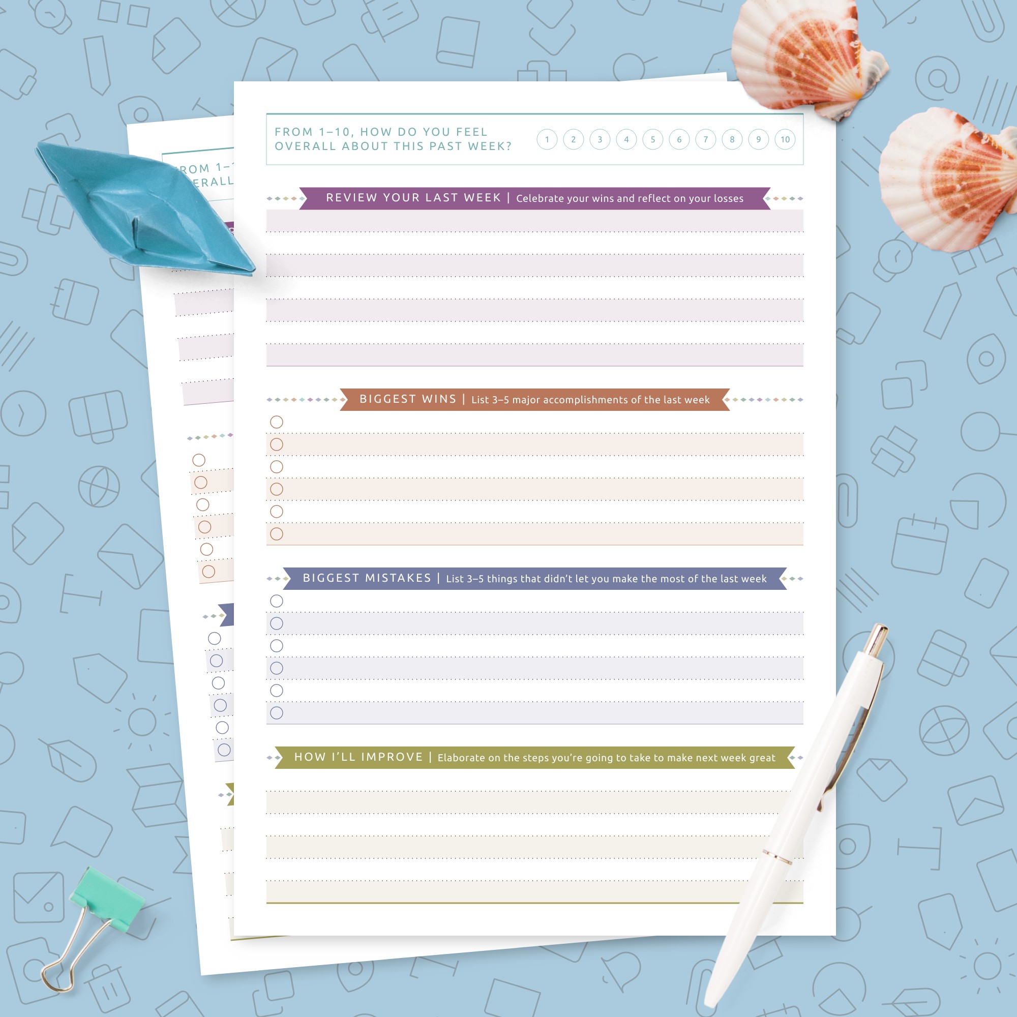 Colorful Weekly Goals Performance Track Template - Printable PDF
