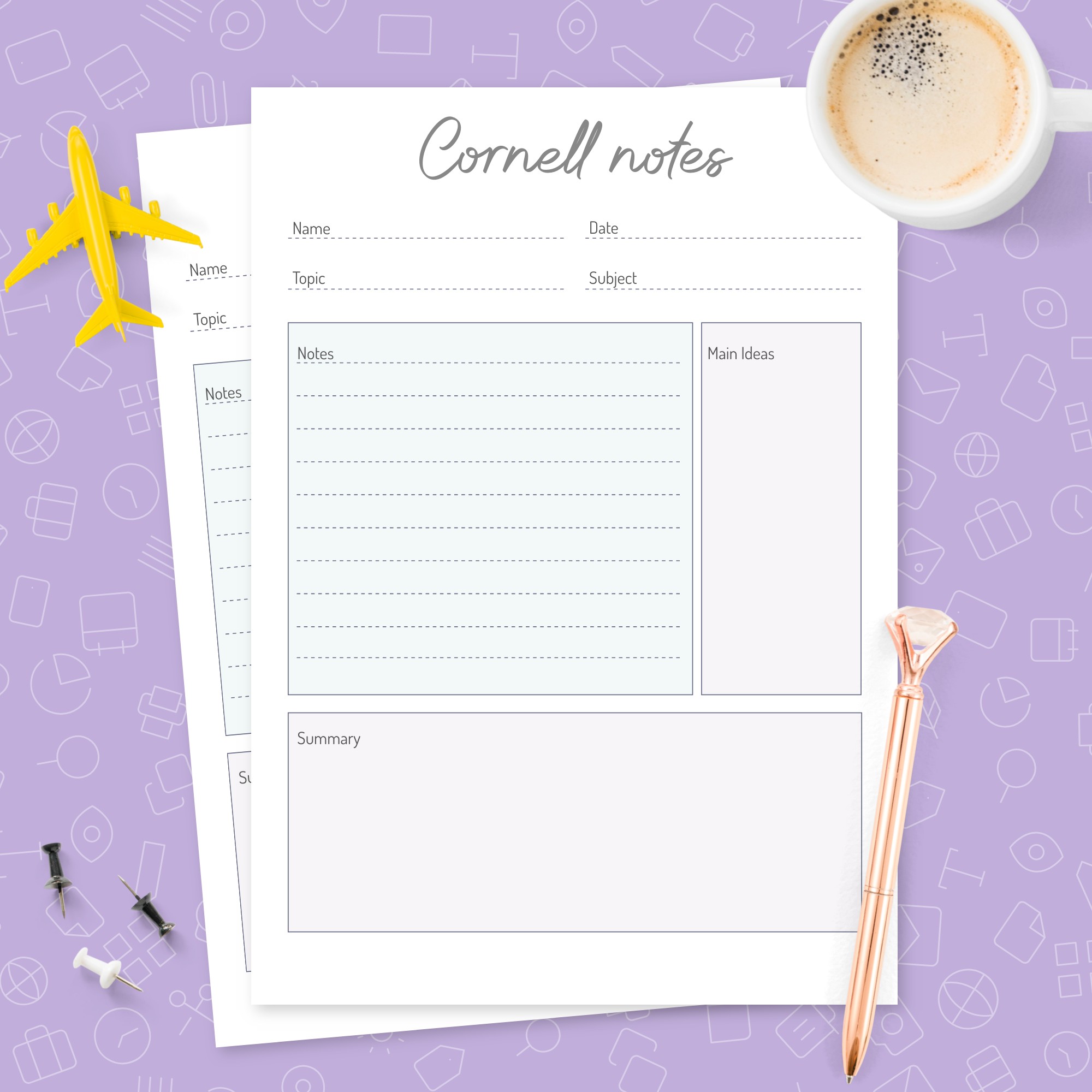 Cornell Note-Taking Template - Download Printable PDF | Printsbery
