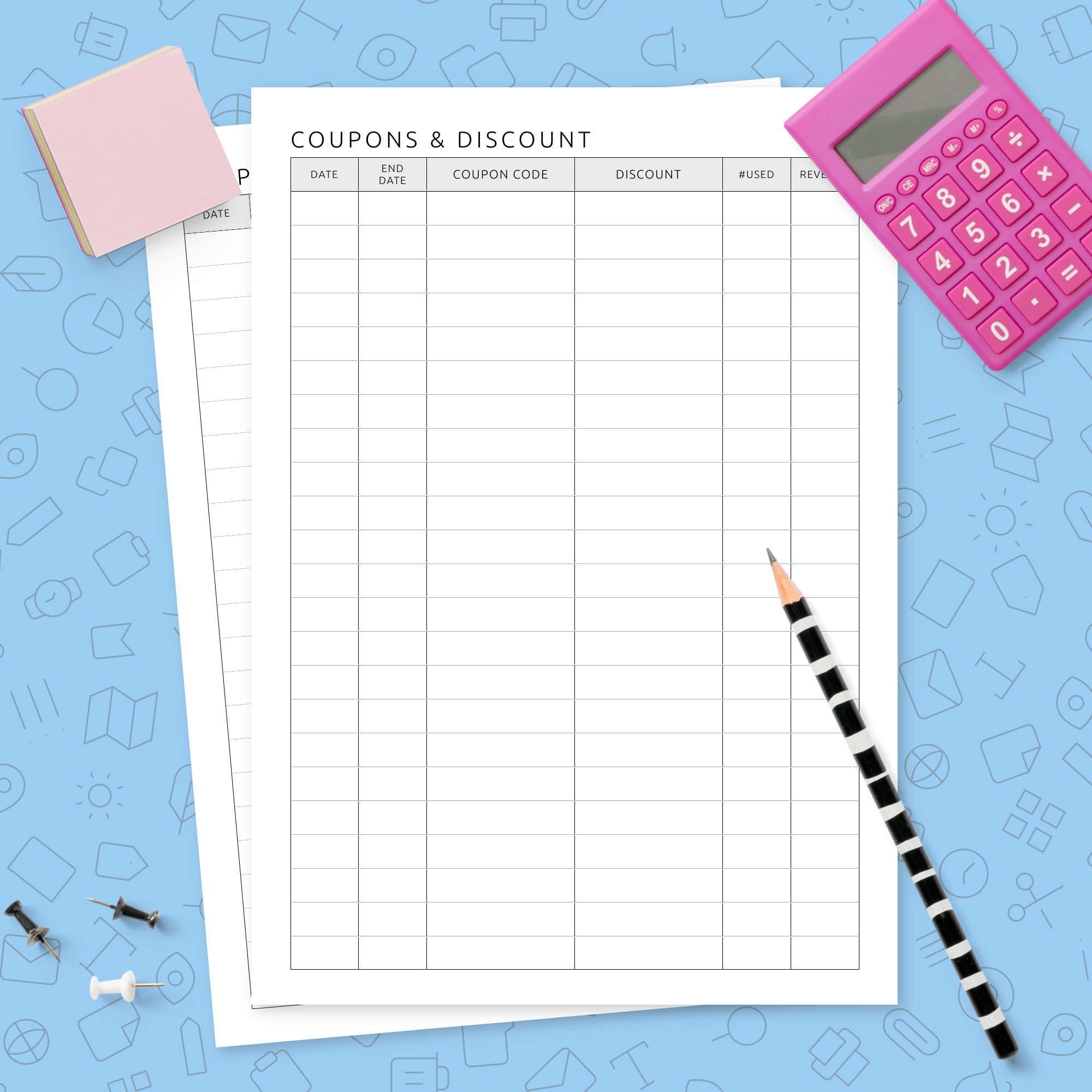 Coupons & Discount Tracker Template - Printable PDF