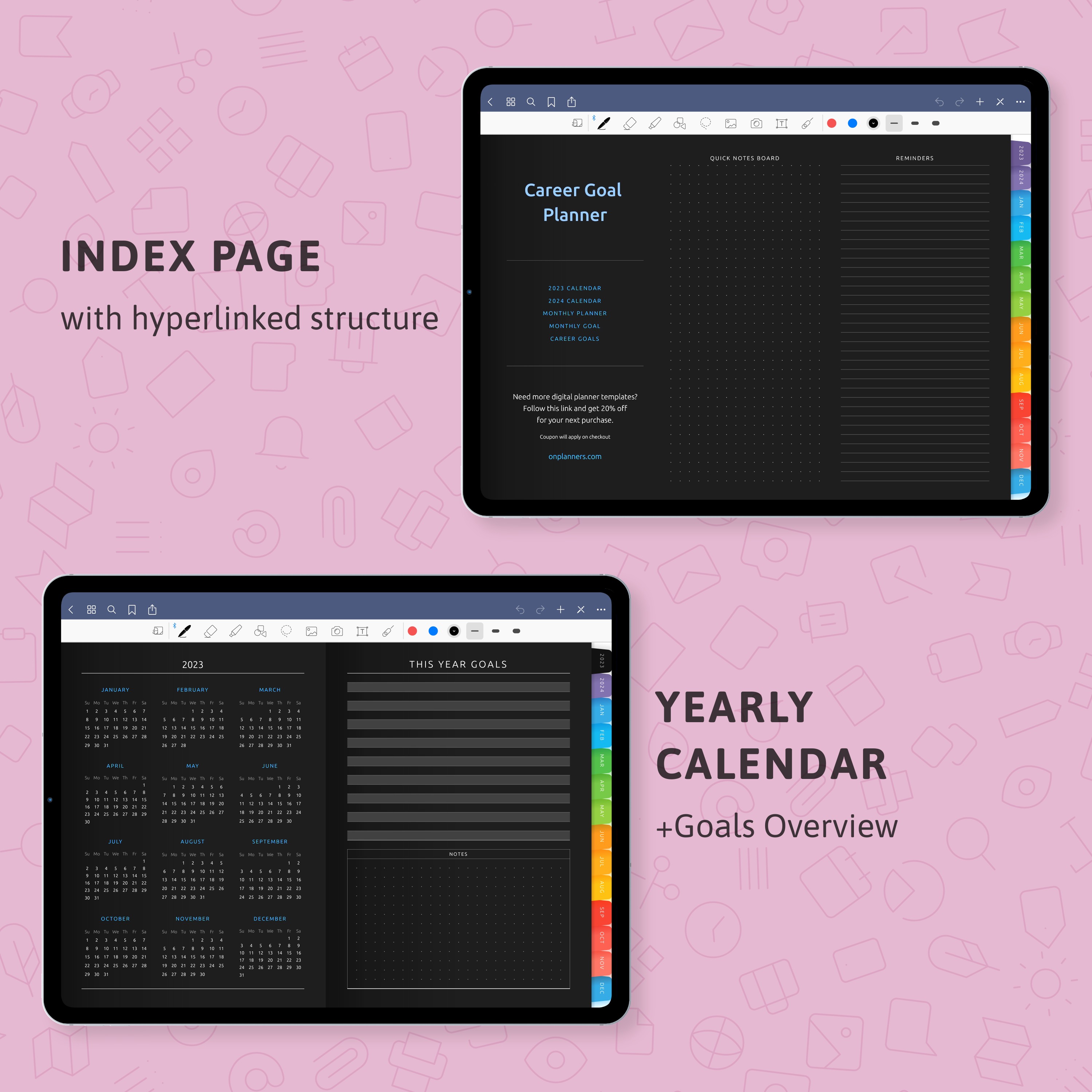 Digital Career Goal Planner PDF for: GoodNotes; Notability; iPad; Android