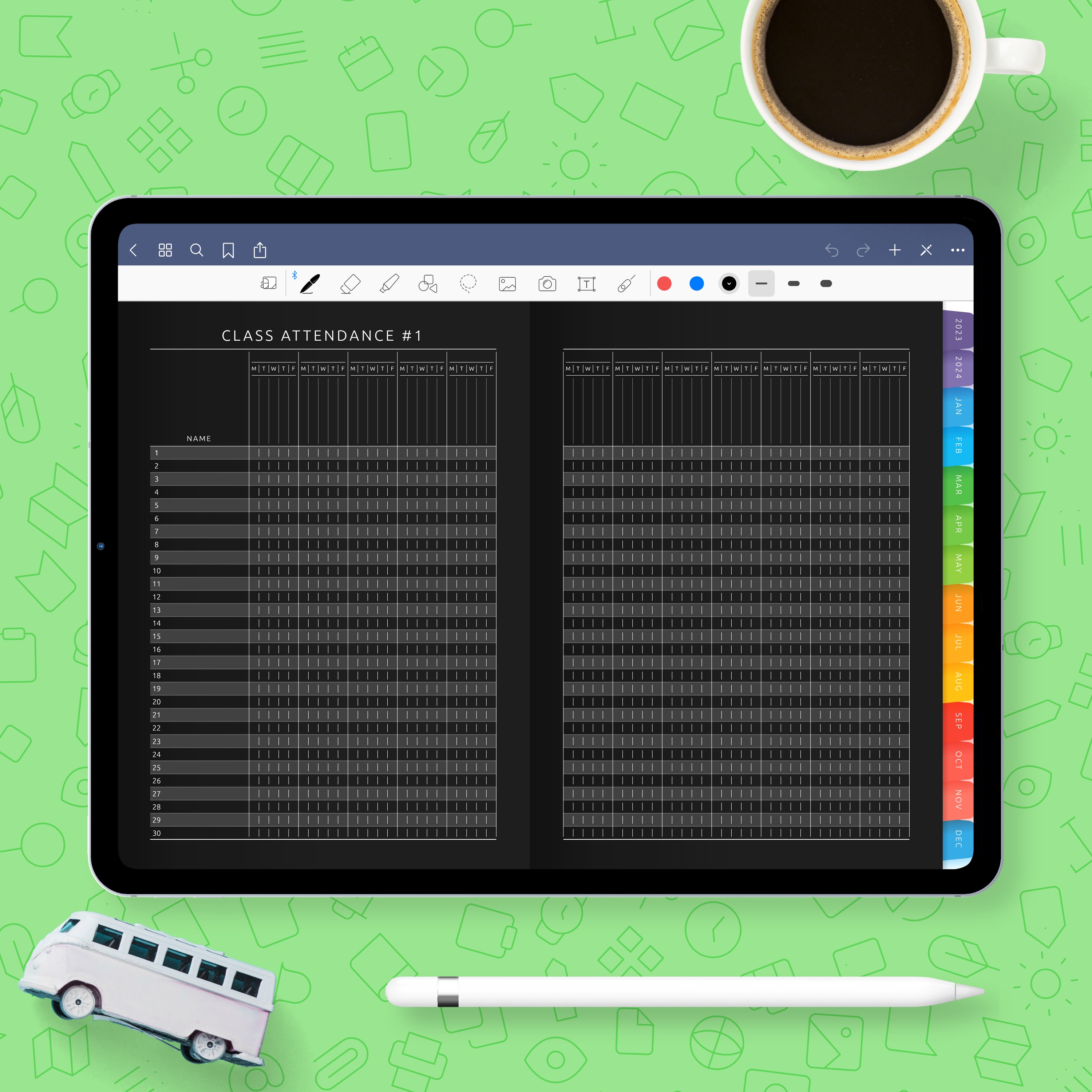 Digital Class Attendance Sheet PDF for: GoodNotes; Notability; iPad ...
