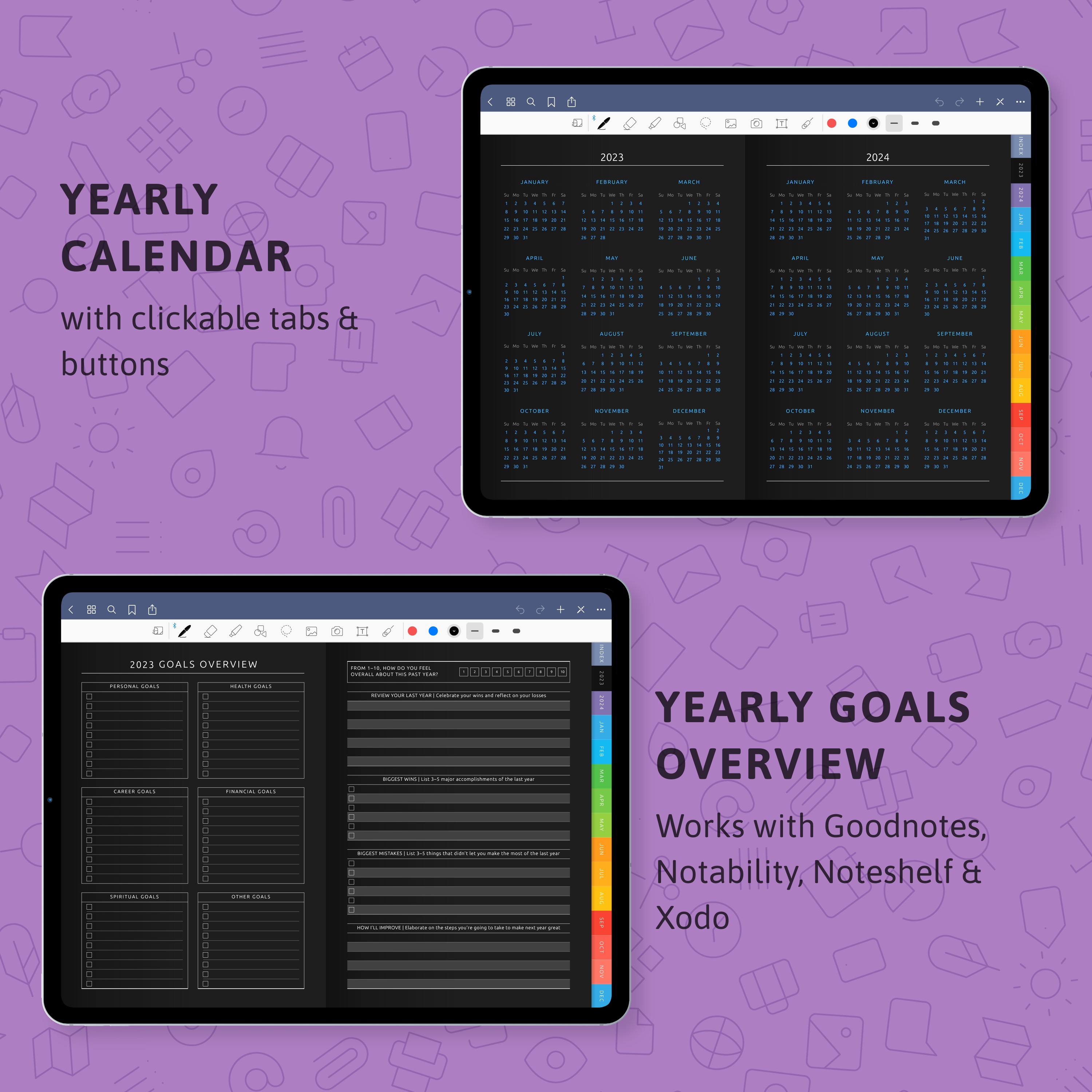 Digital Daily Planner (Dark Theme) for handwriting apps - download for ...