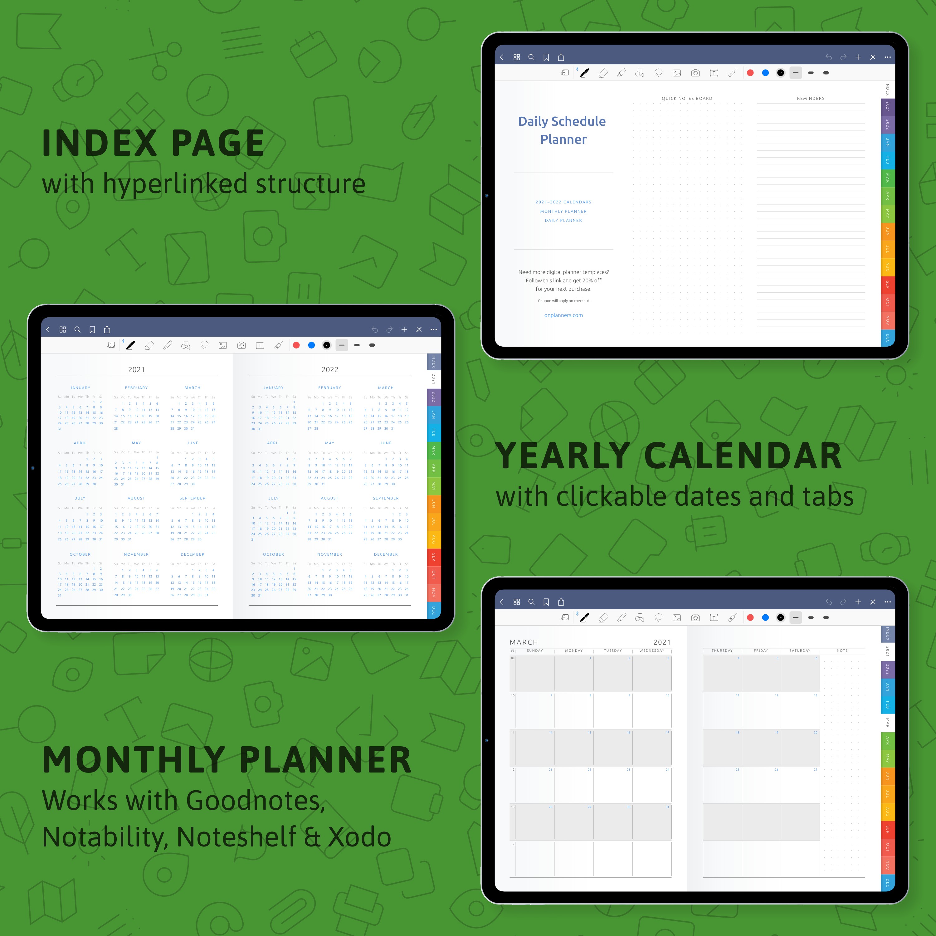 Digital Schedule Planner Template for: GoodNotes; Notability; iPad; Android