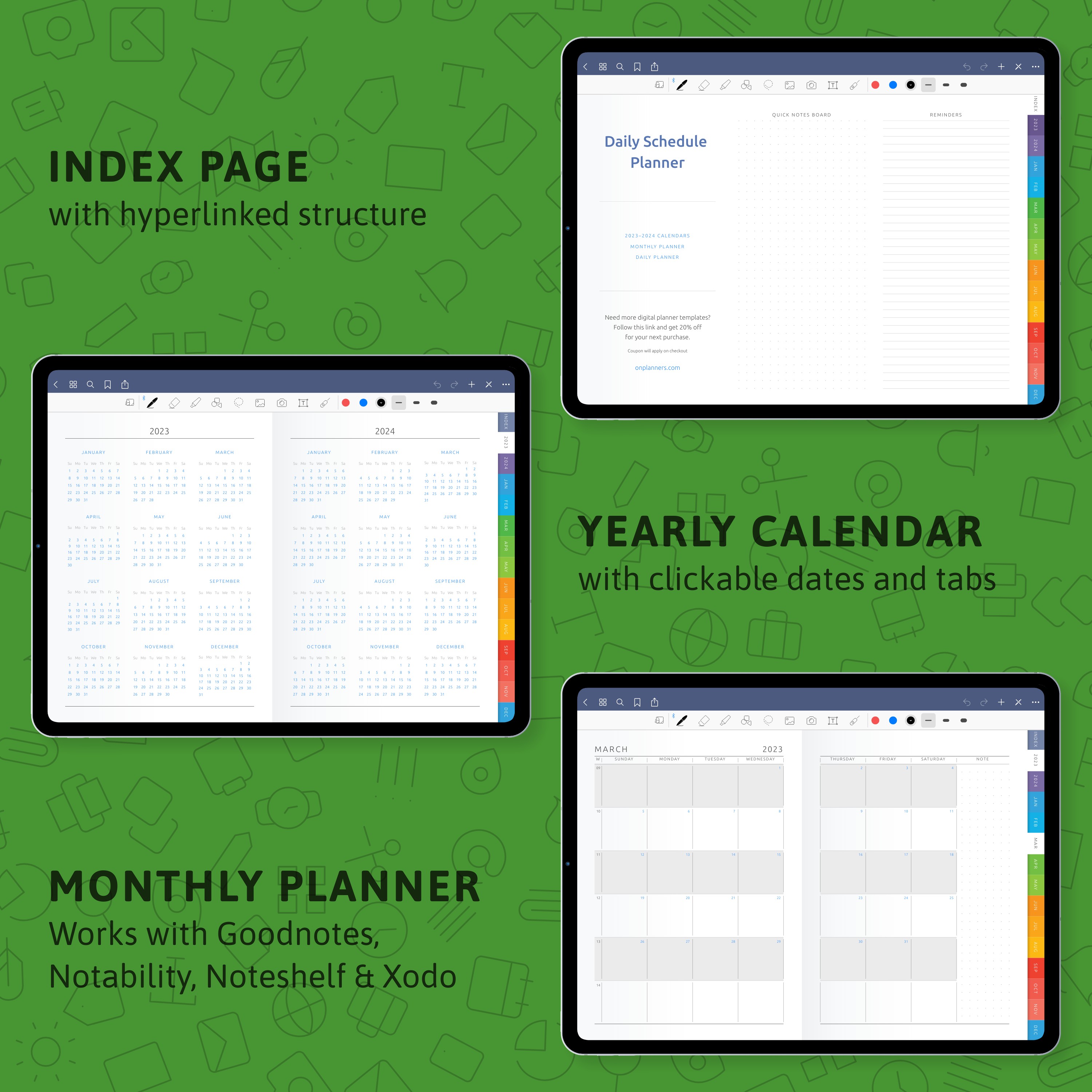 Digital Schedule Planner Template for: GoodNotes; Notability; iPad; Android