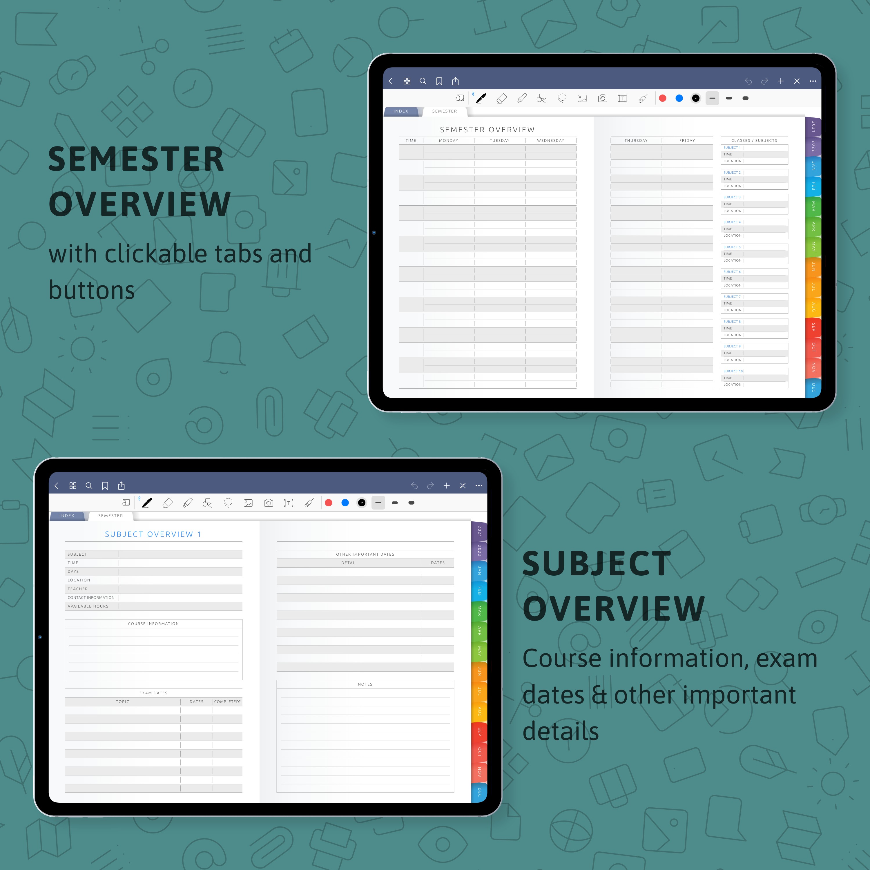 Digital Student Daily Planner for handwriting apps - download for your ...