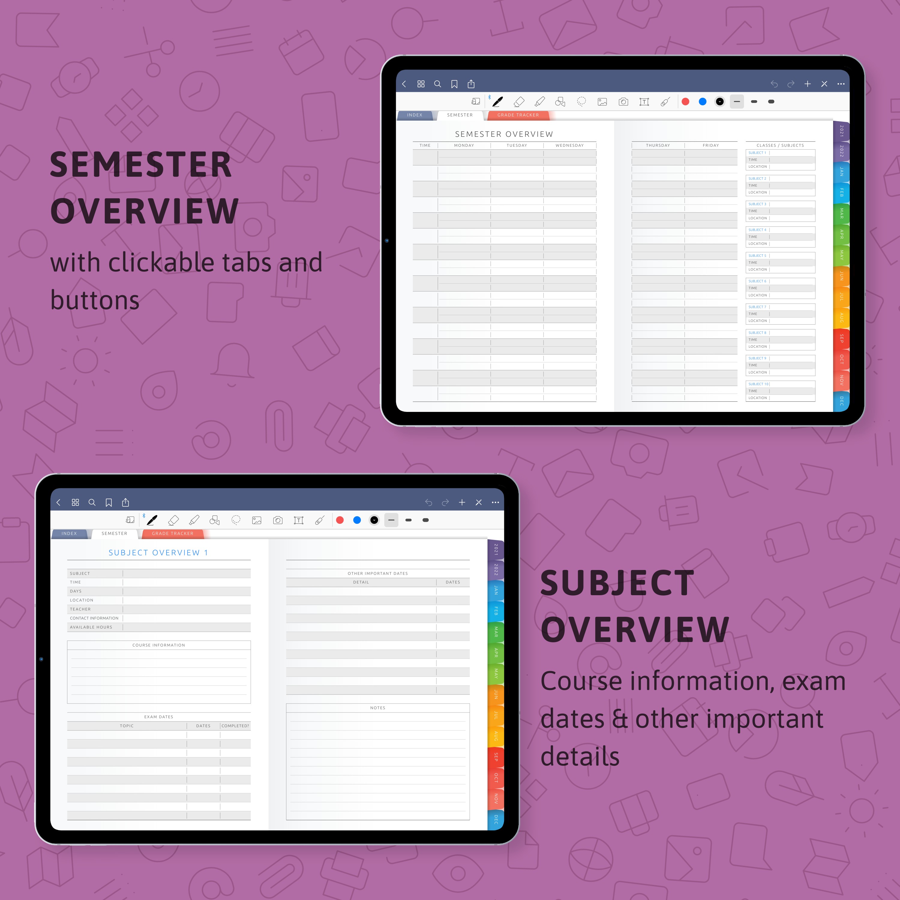 Digital Student Grade Tracker for handwriting apps - download for your ...