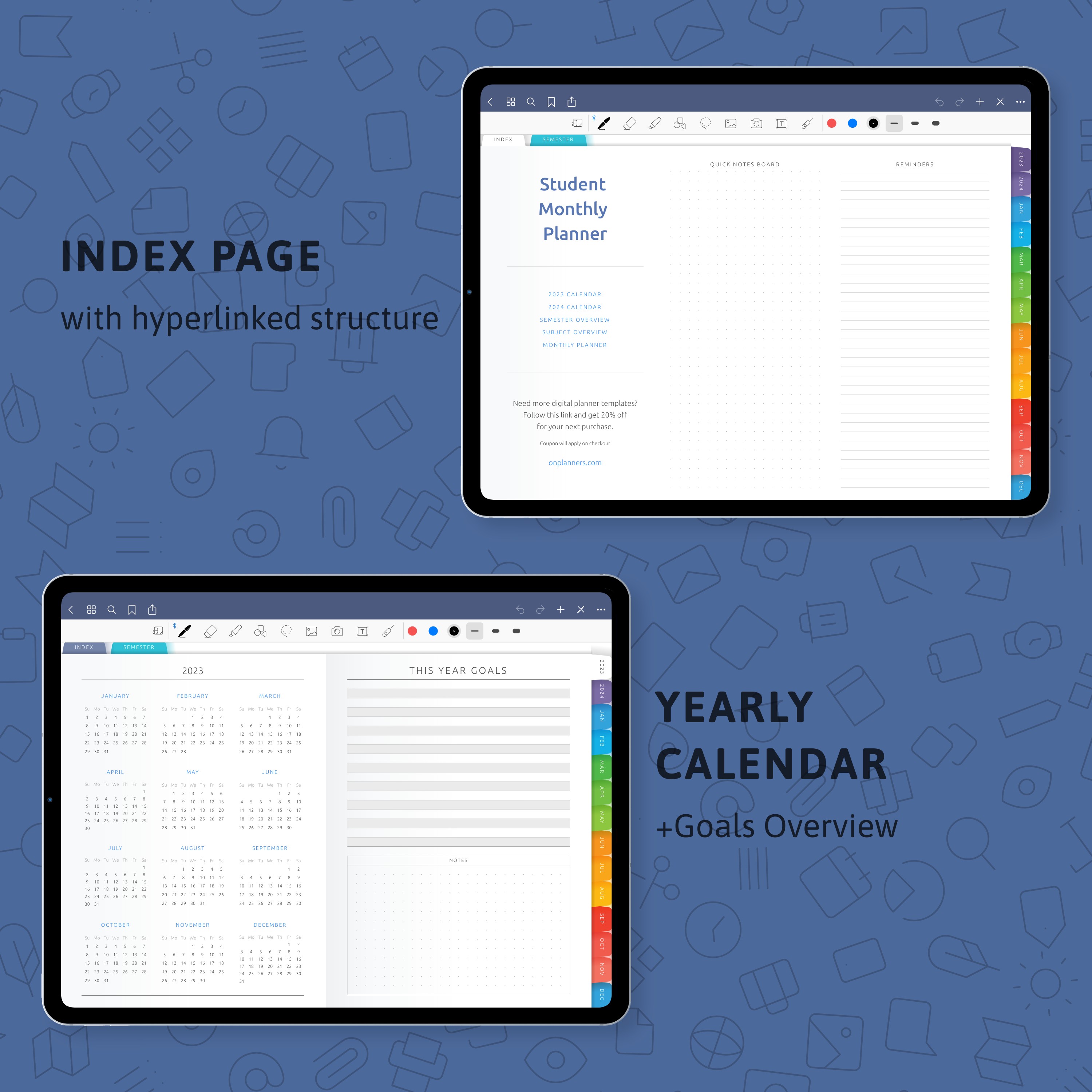 Digital Student Monthly Planner for handwriting apps - download for ...