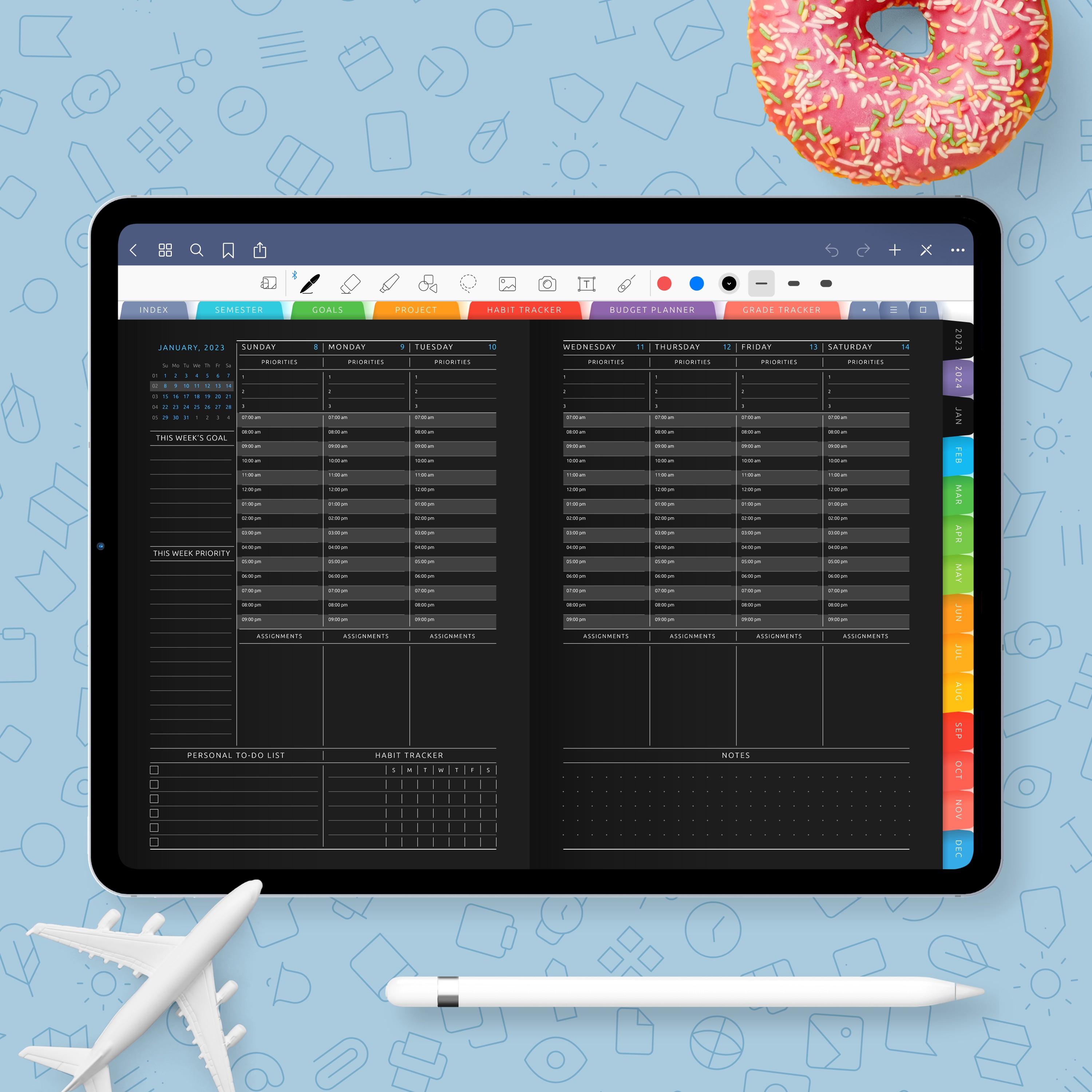 Digital Student Planner (Dark Theme) for handwriting apps - download ...