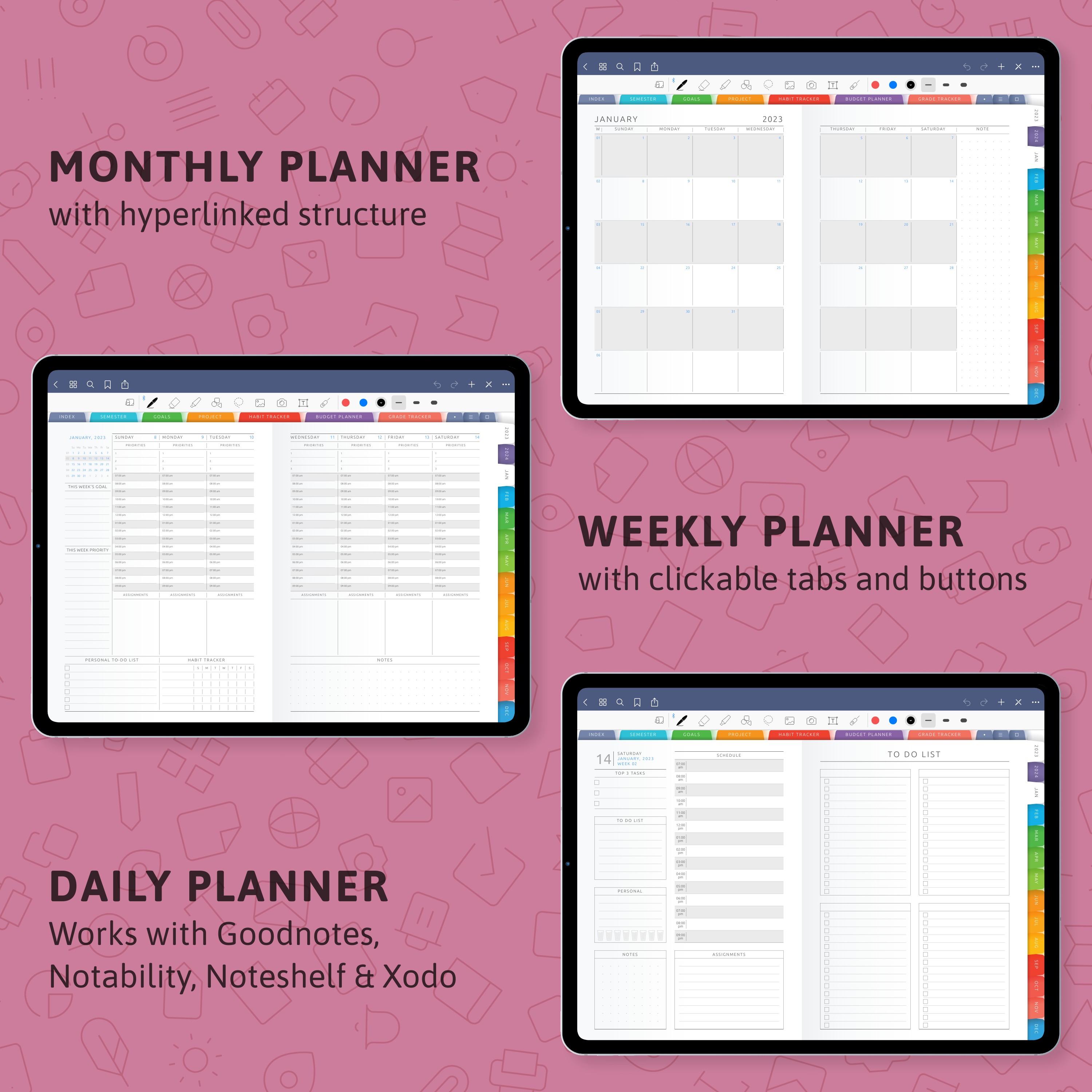 Digital Student Planner (Light Theme) for handwriting apps - download ...