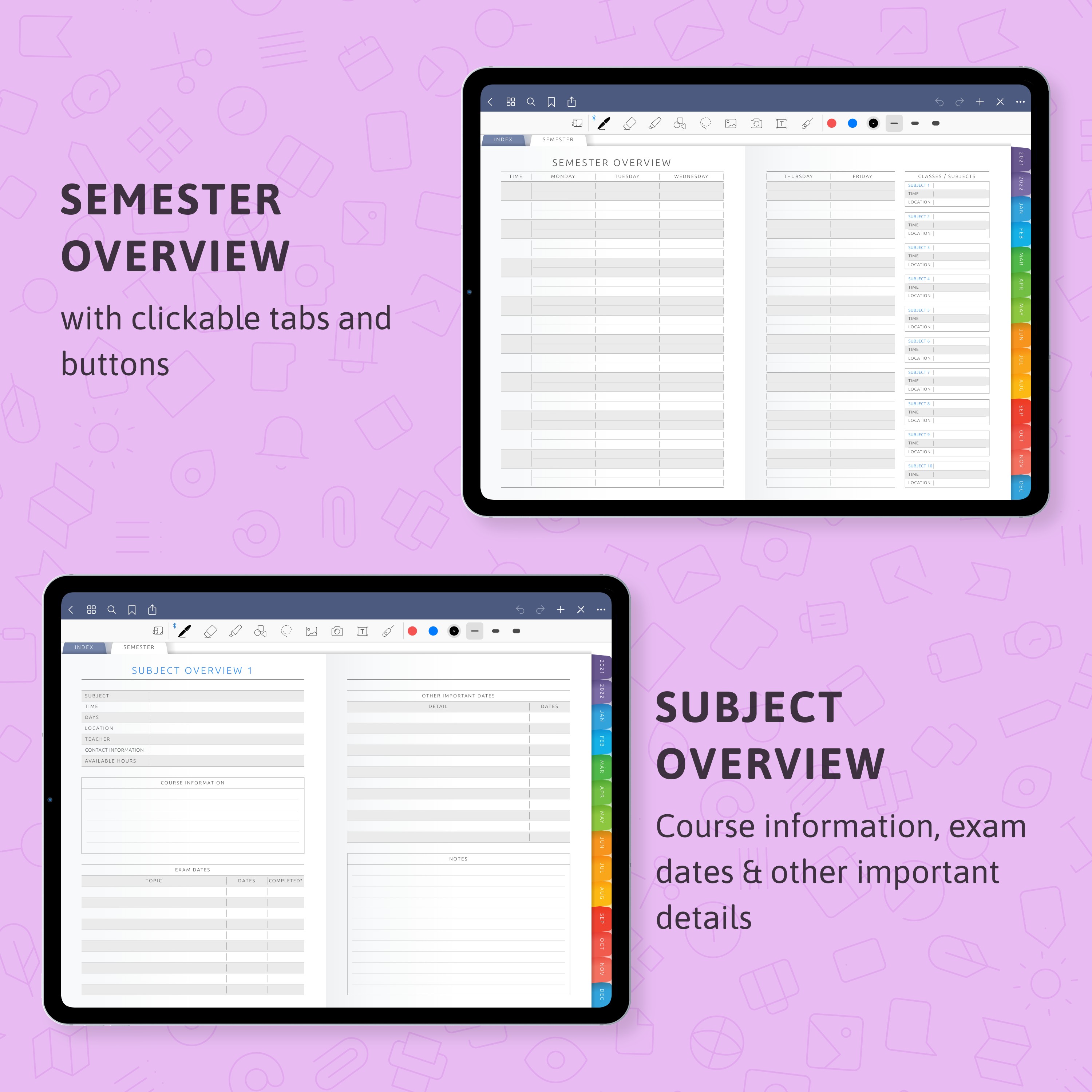 Digital Student Weekly Planner for handwriting apps - download for your ...
