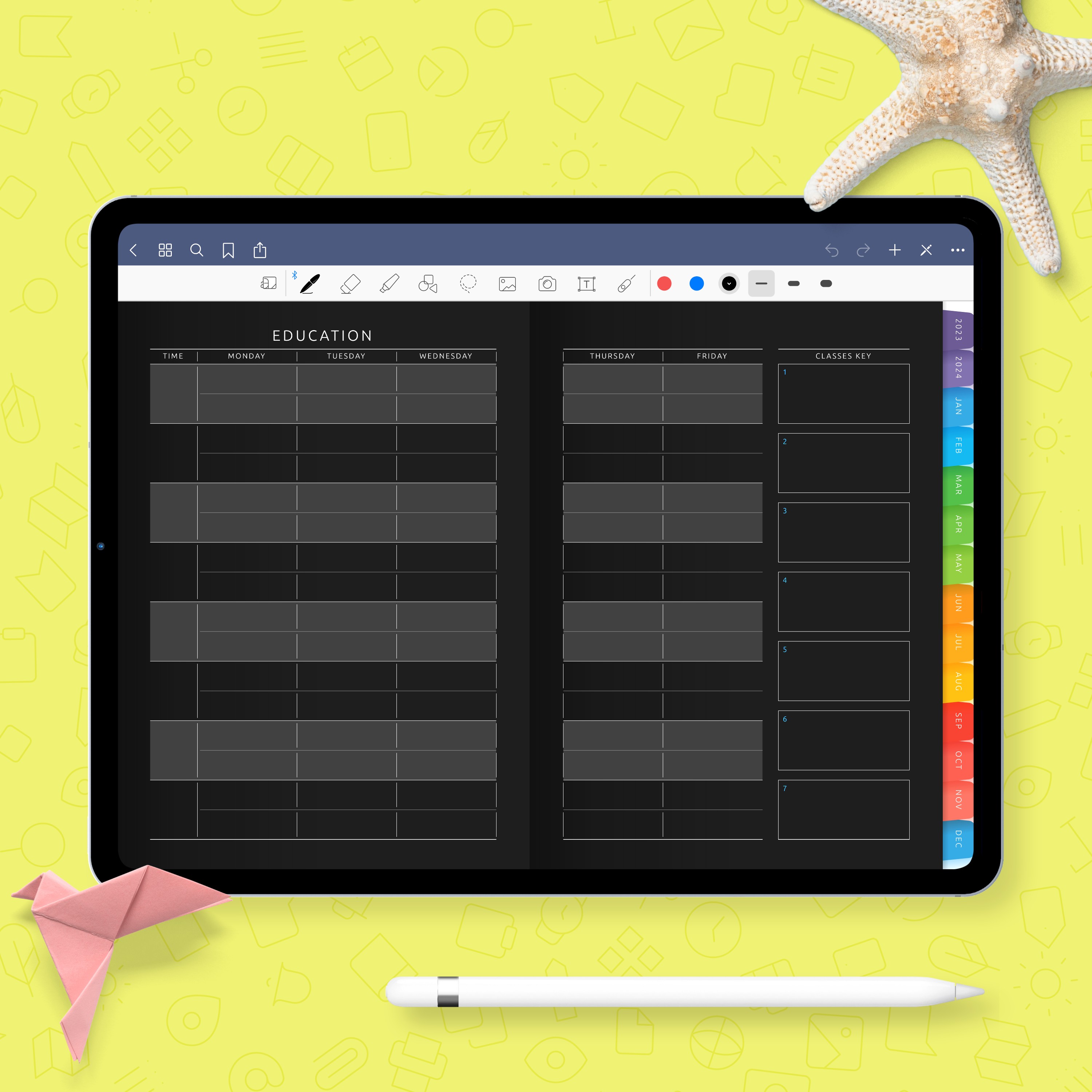 Digital Study Timetable & Student Info (Dark) for handwriting apps ...