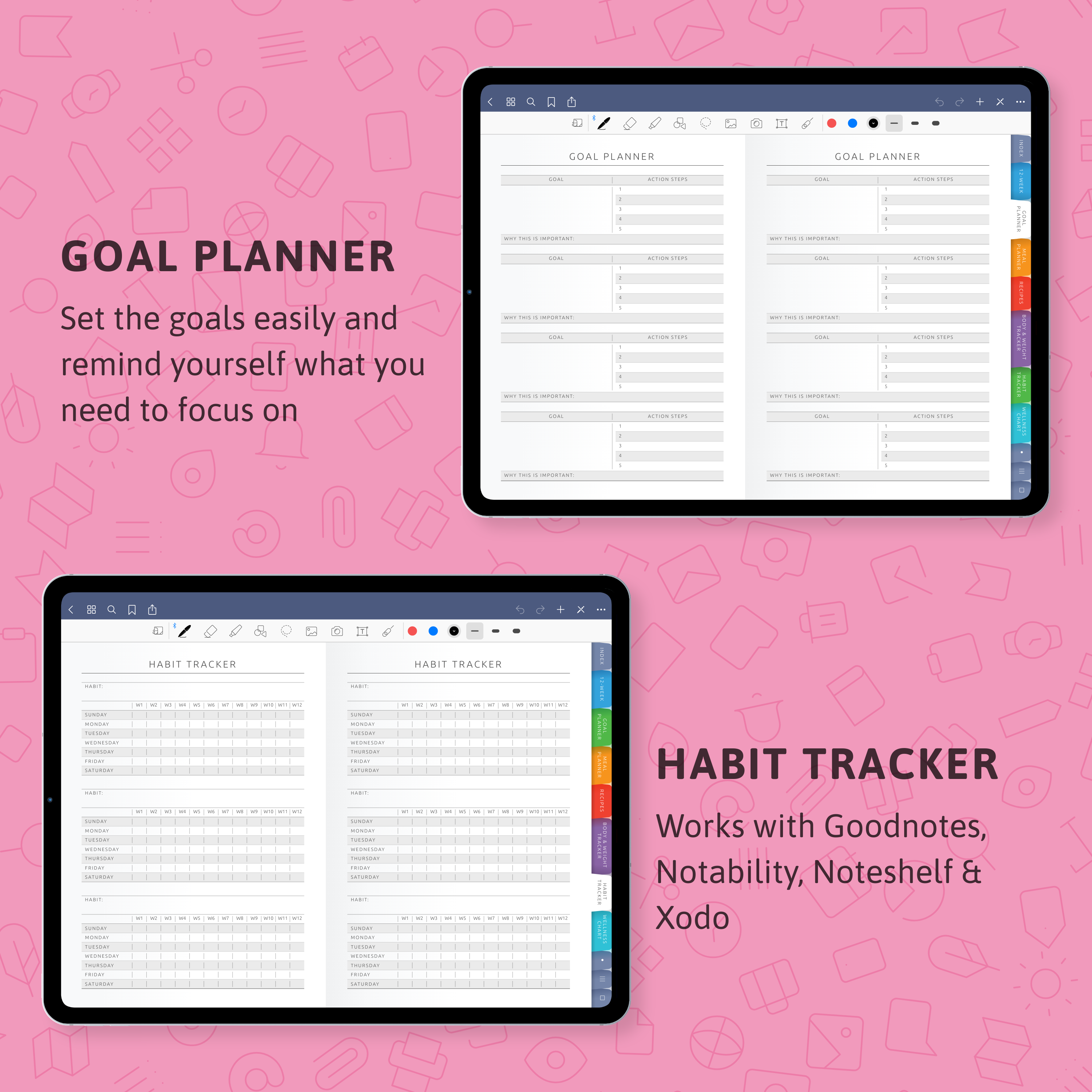 Digital Weight Loss Planner for: GoodNotes; Notability; iPad; Android