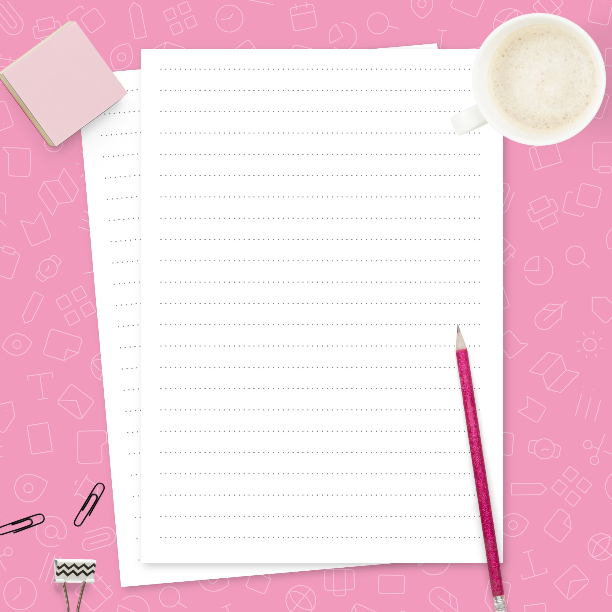 Dotted Lined Paper Printables 8.7 mm Line Height Template - Printable PDF