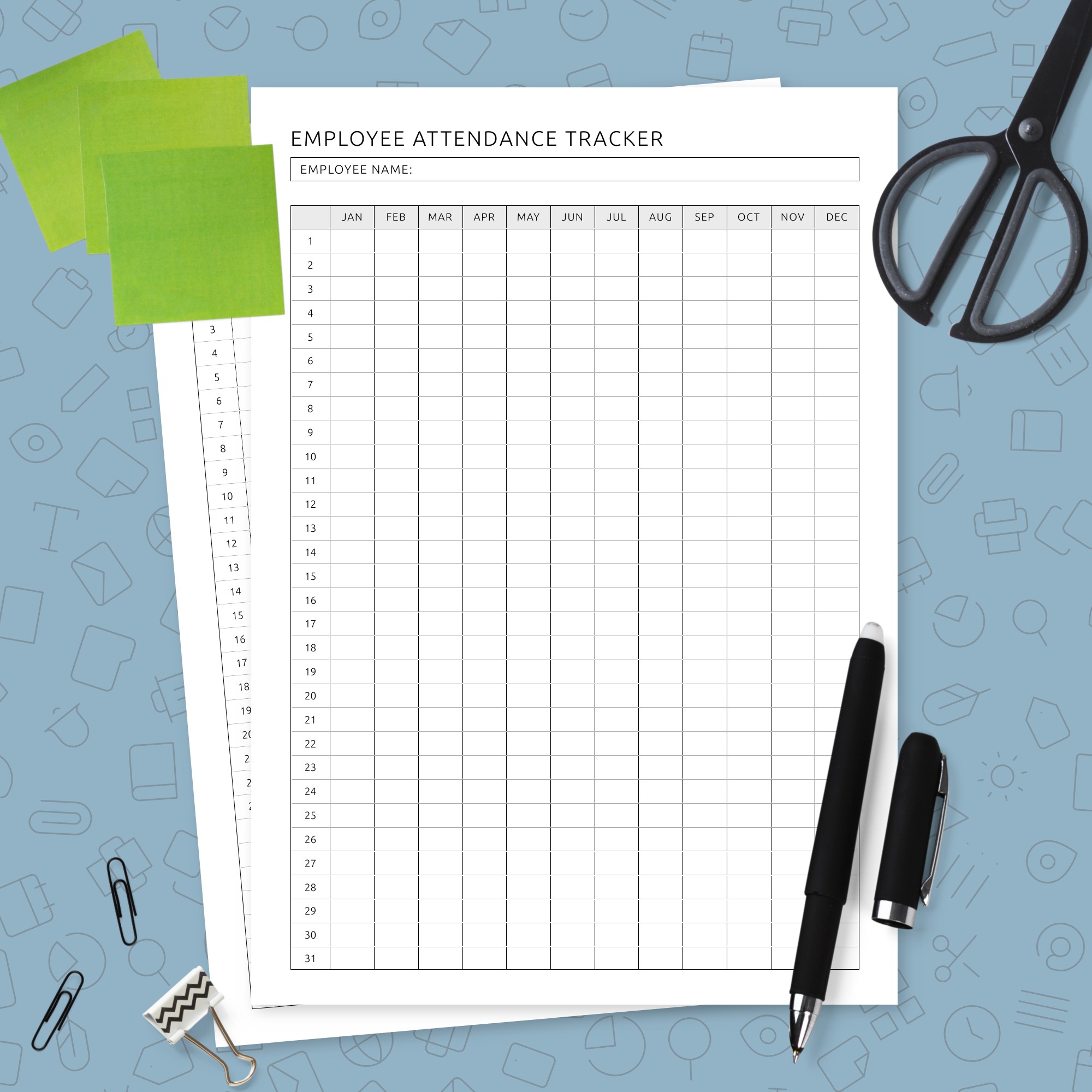 Employee Attendance Tracker Template Template - Printable PDF