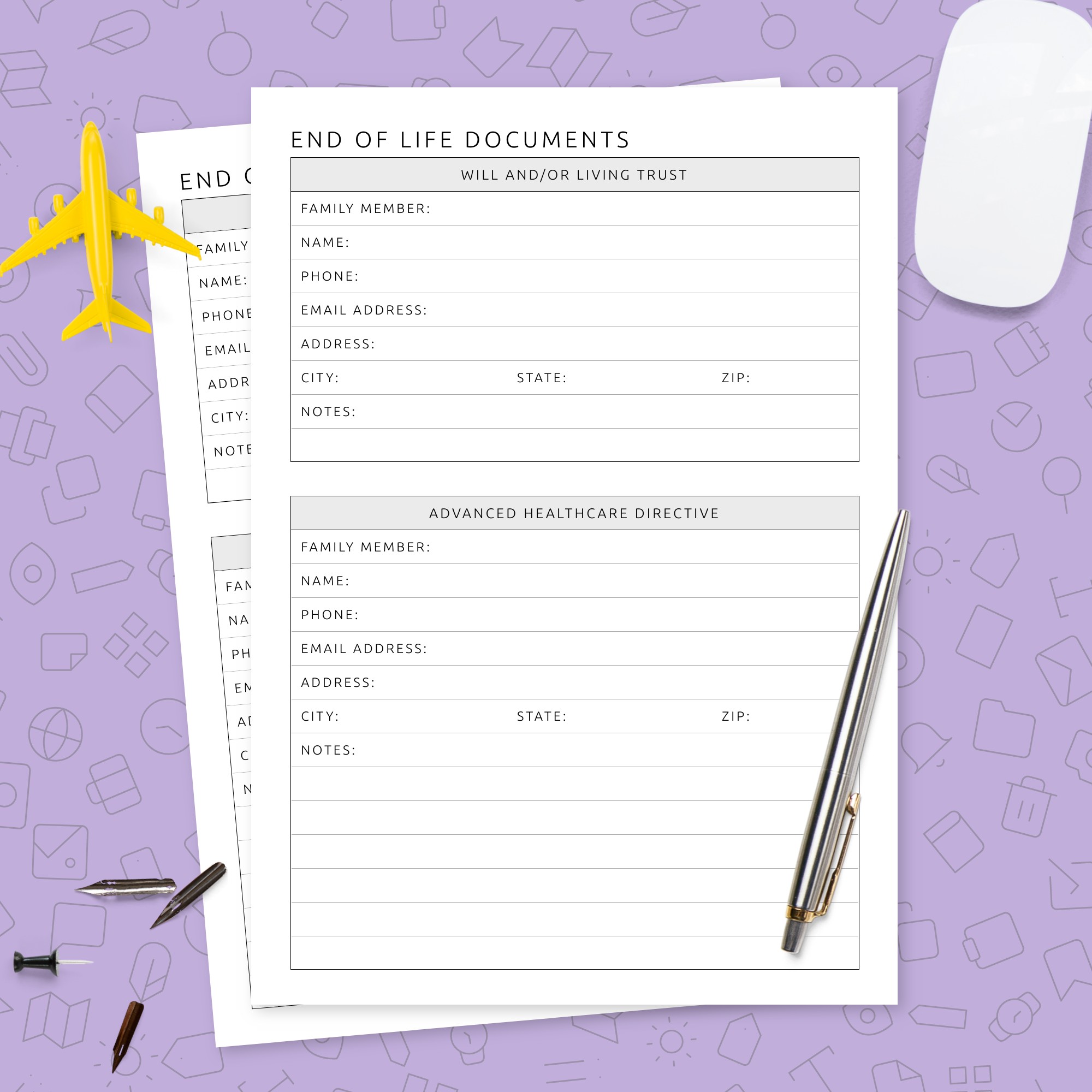 End of Life Documents Template Template - Printable PDF
