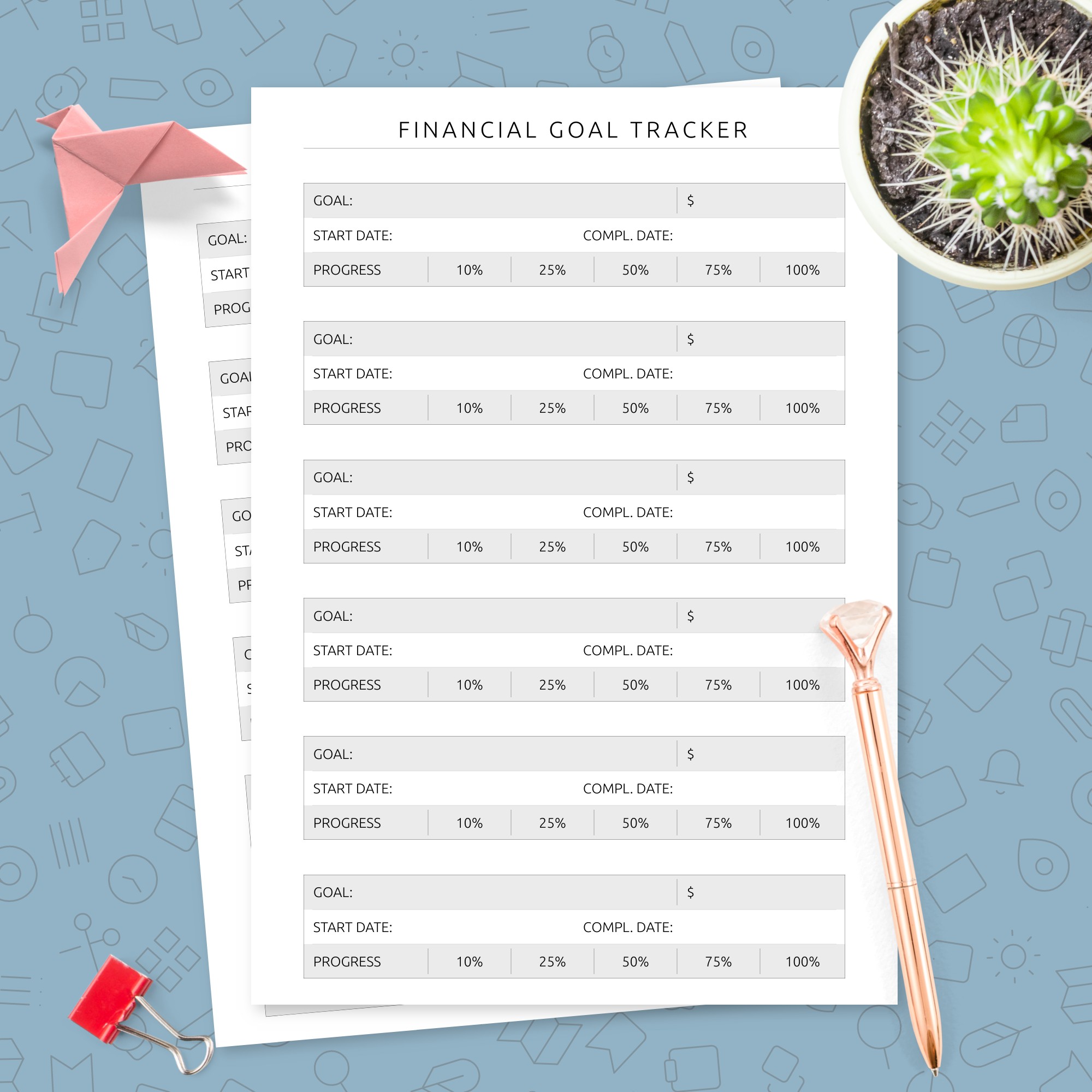 Financial Goal Tracker Template Template - Printable PDF