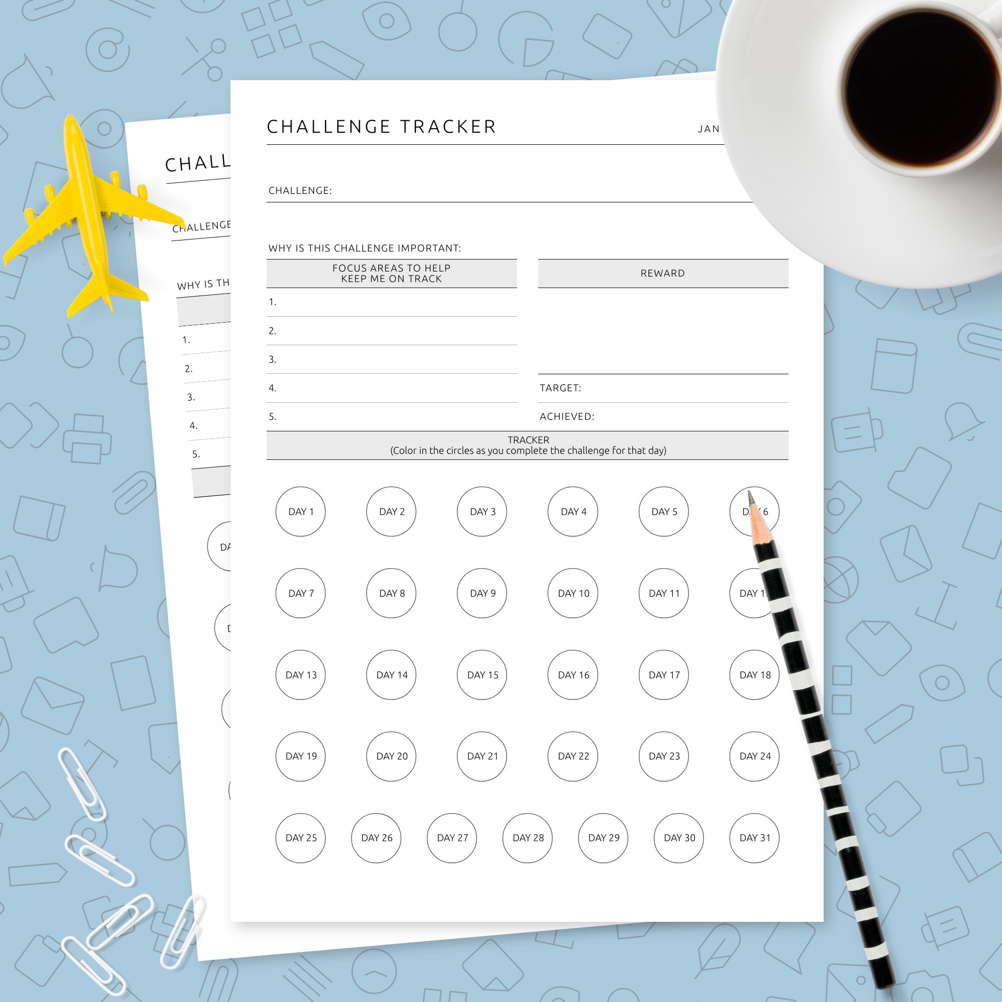 Formal Challenge Tracker Template Template - Printable PDF