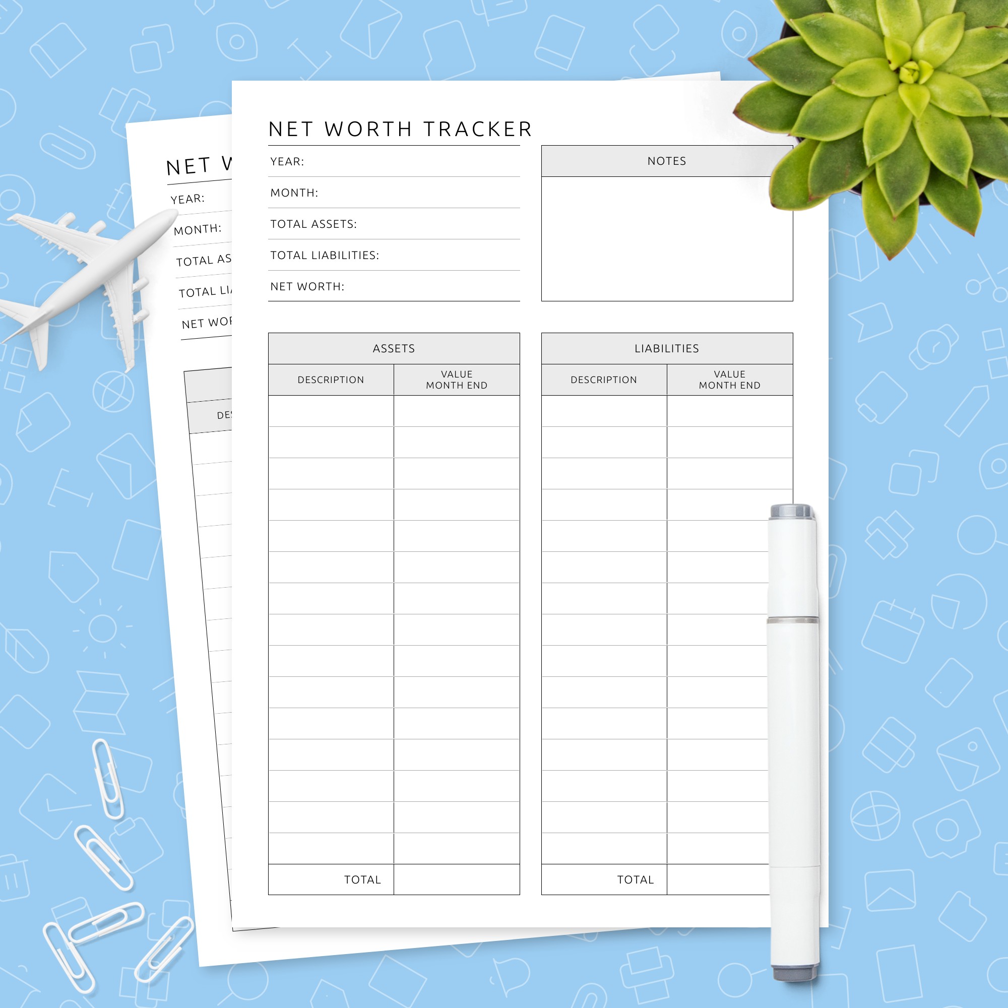 Formal Net Worth Tracker Template Template - Printable PDF
