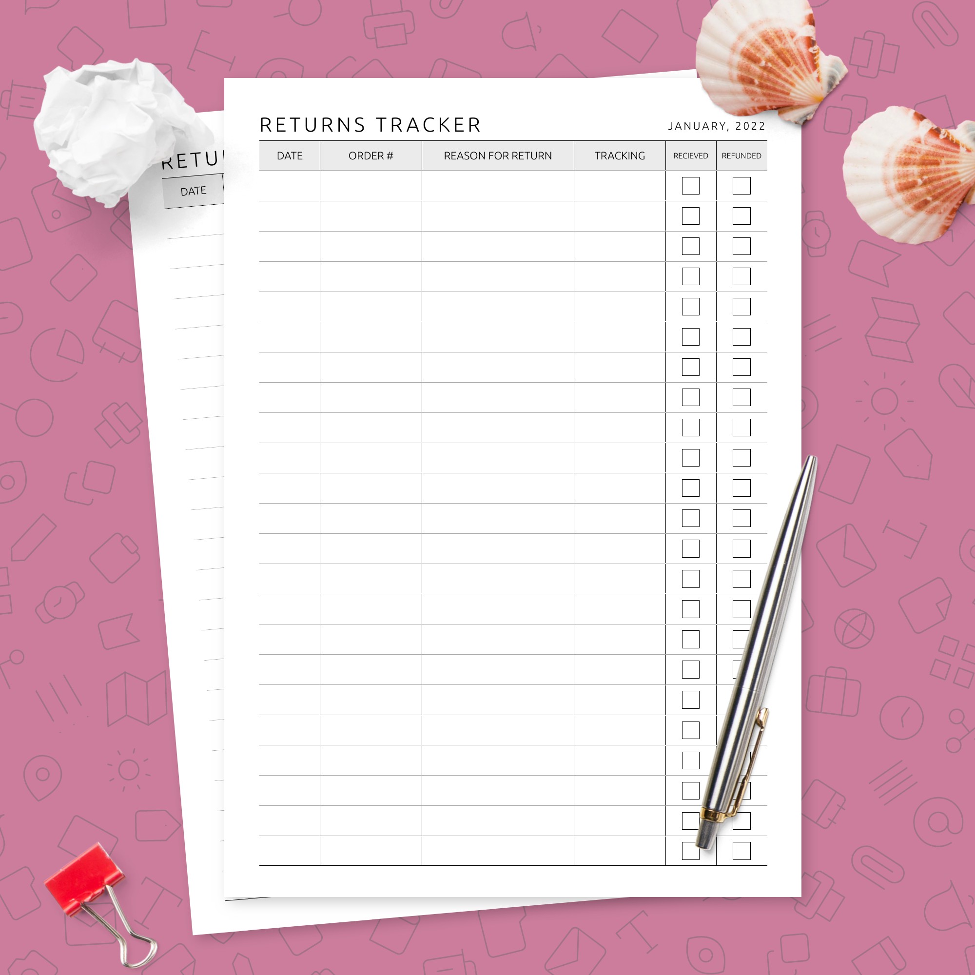 Formal Returns Monthly Tracker Template Template - Printable PDF