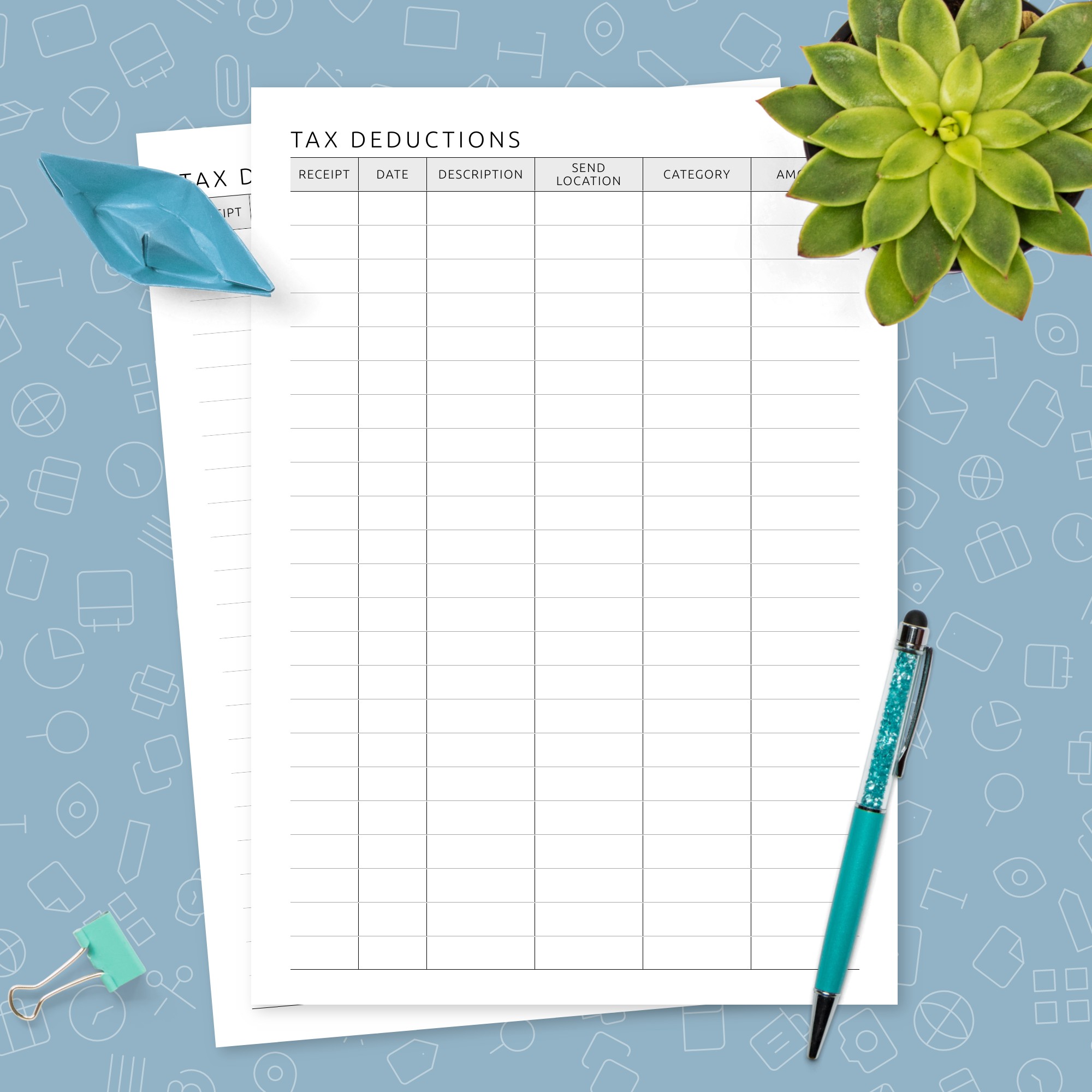 Formal Tax Deductions Tracker Template Template - Printable PDF