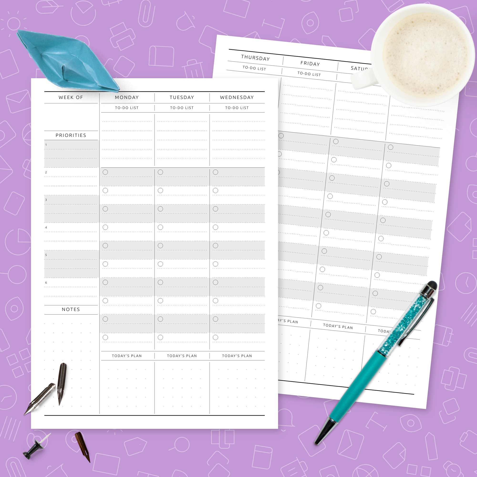 Formal Weekly To-Do & Priorities Template - Printable PDF