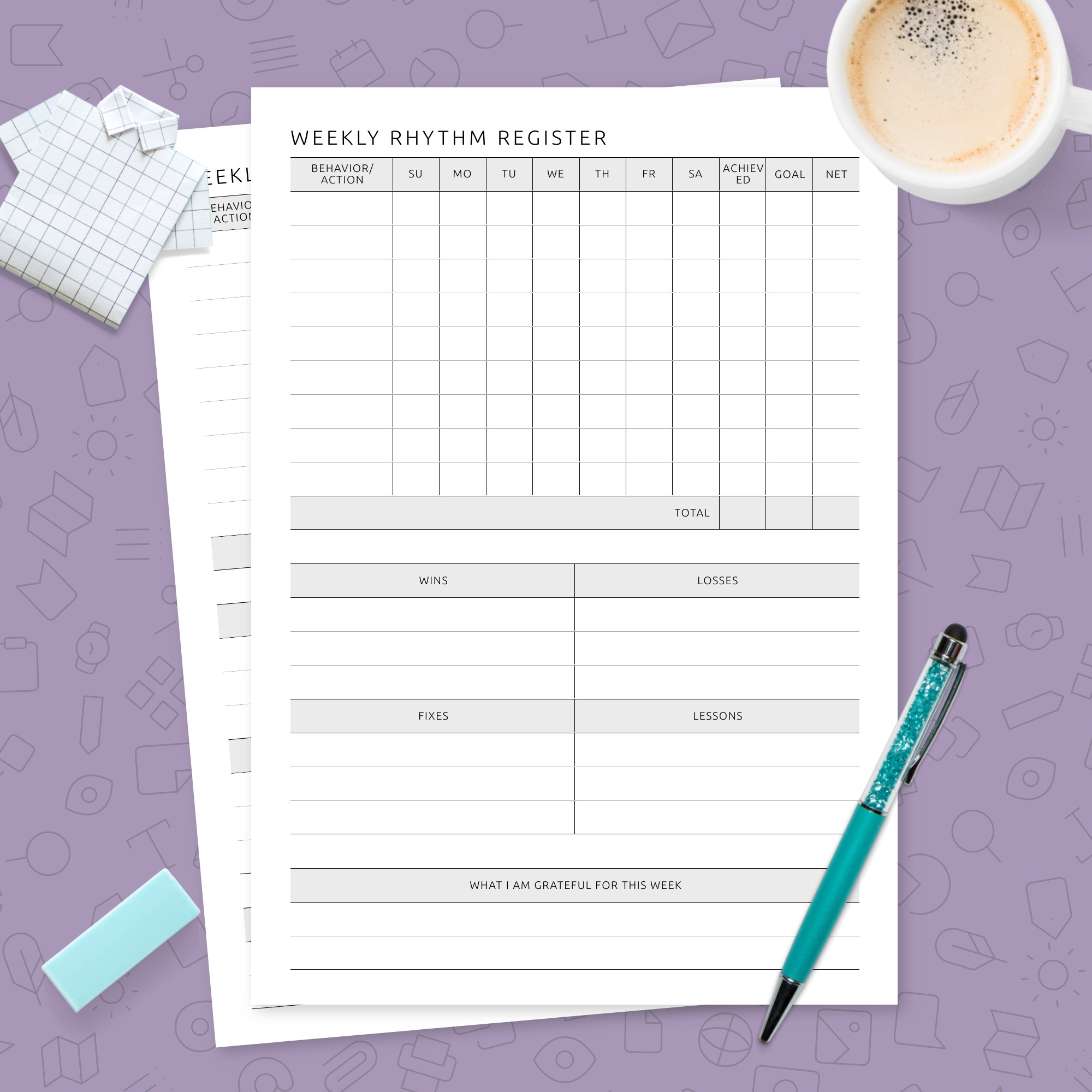 Formal Weekly Rhythm Registration Template Template - Printable PDF