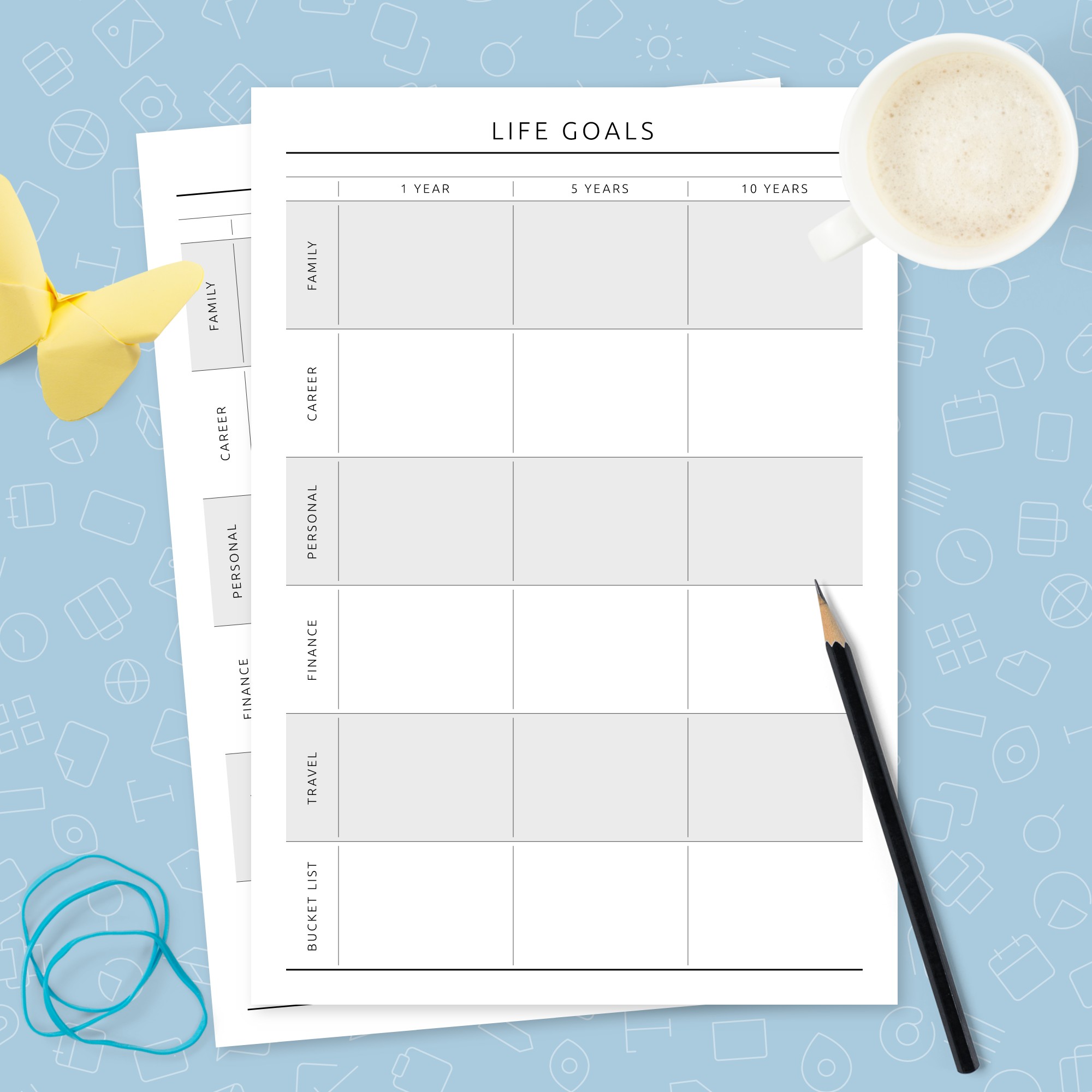 Formal Yearly Life Goals Settings Template - Printable PDF