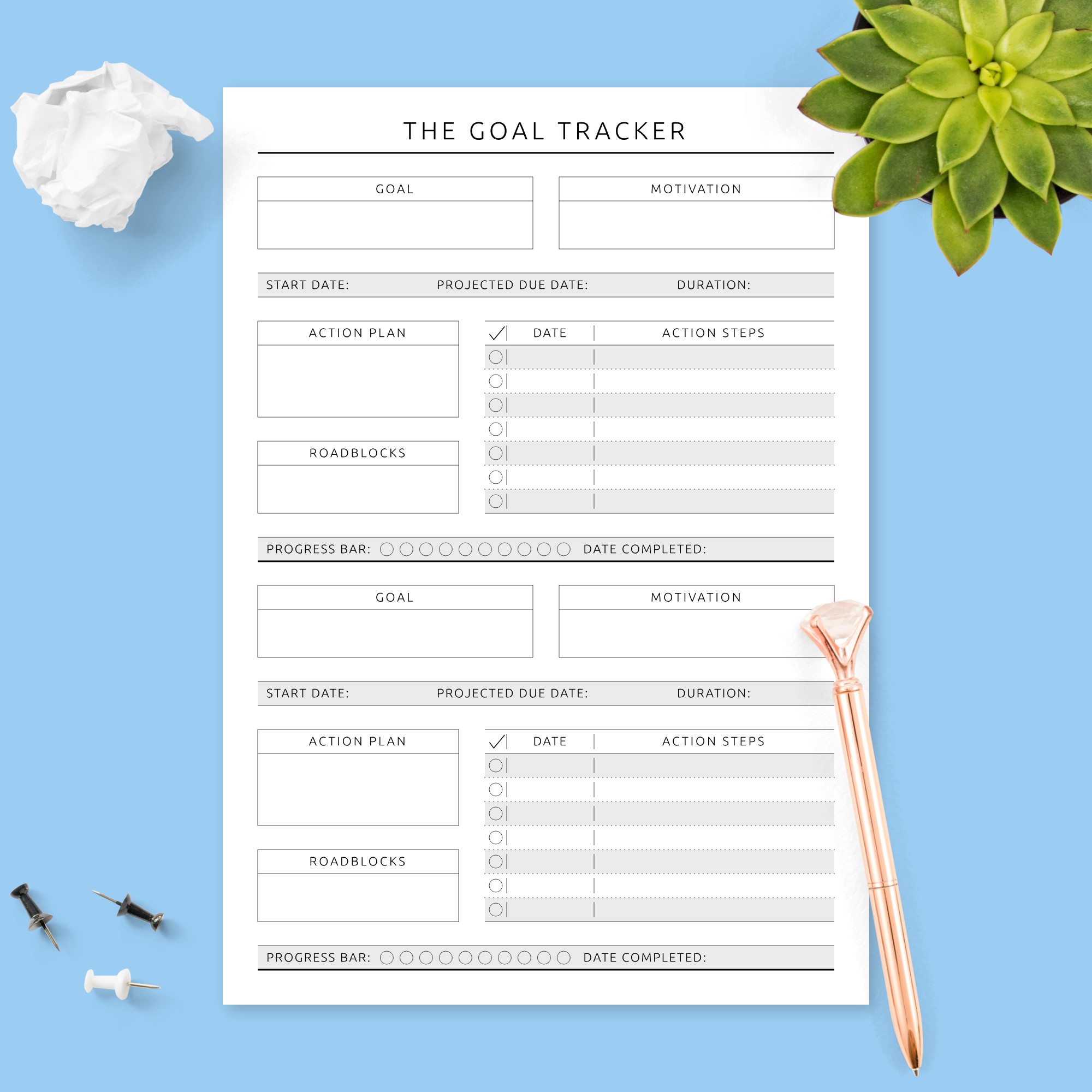 Goal Planner with Action Steps - Formal Design Template - Download ...