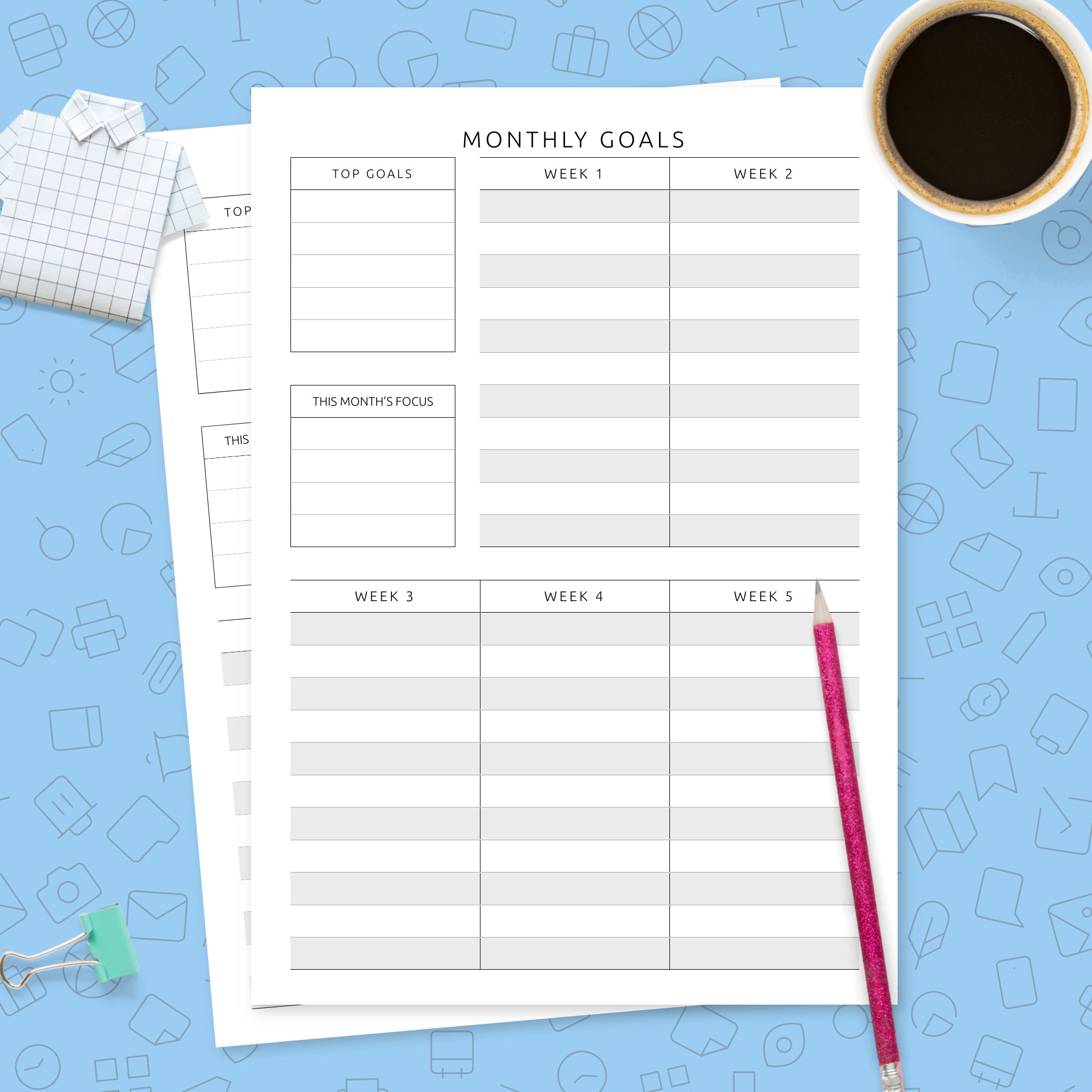 Goal Setting for Month Template - Download Printable PDF