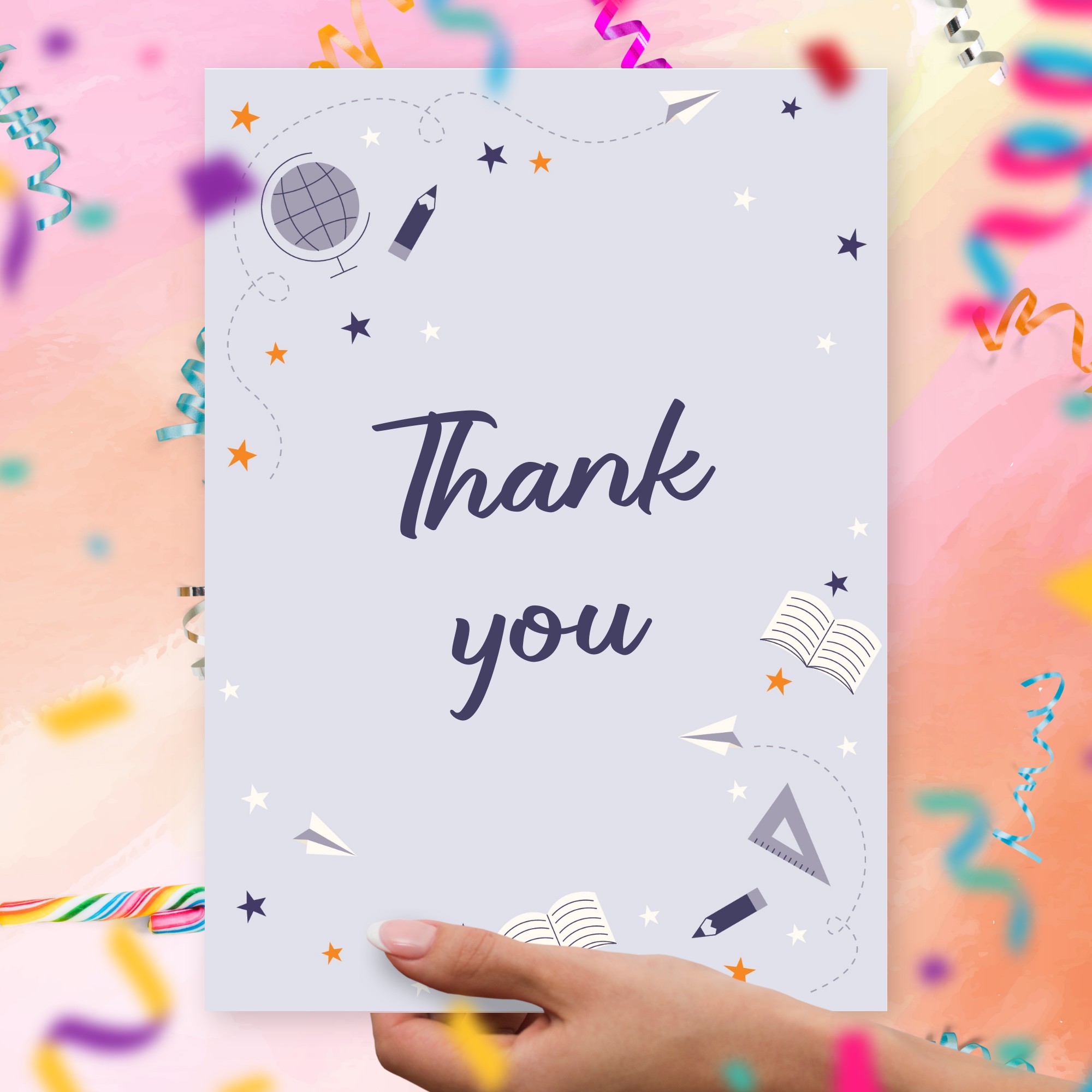 Handmade Style Thank You Card For Teacher Template Editable Online