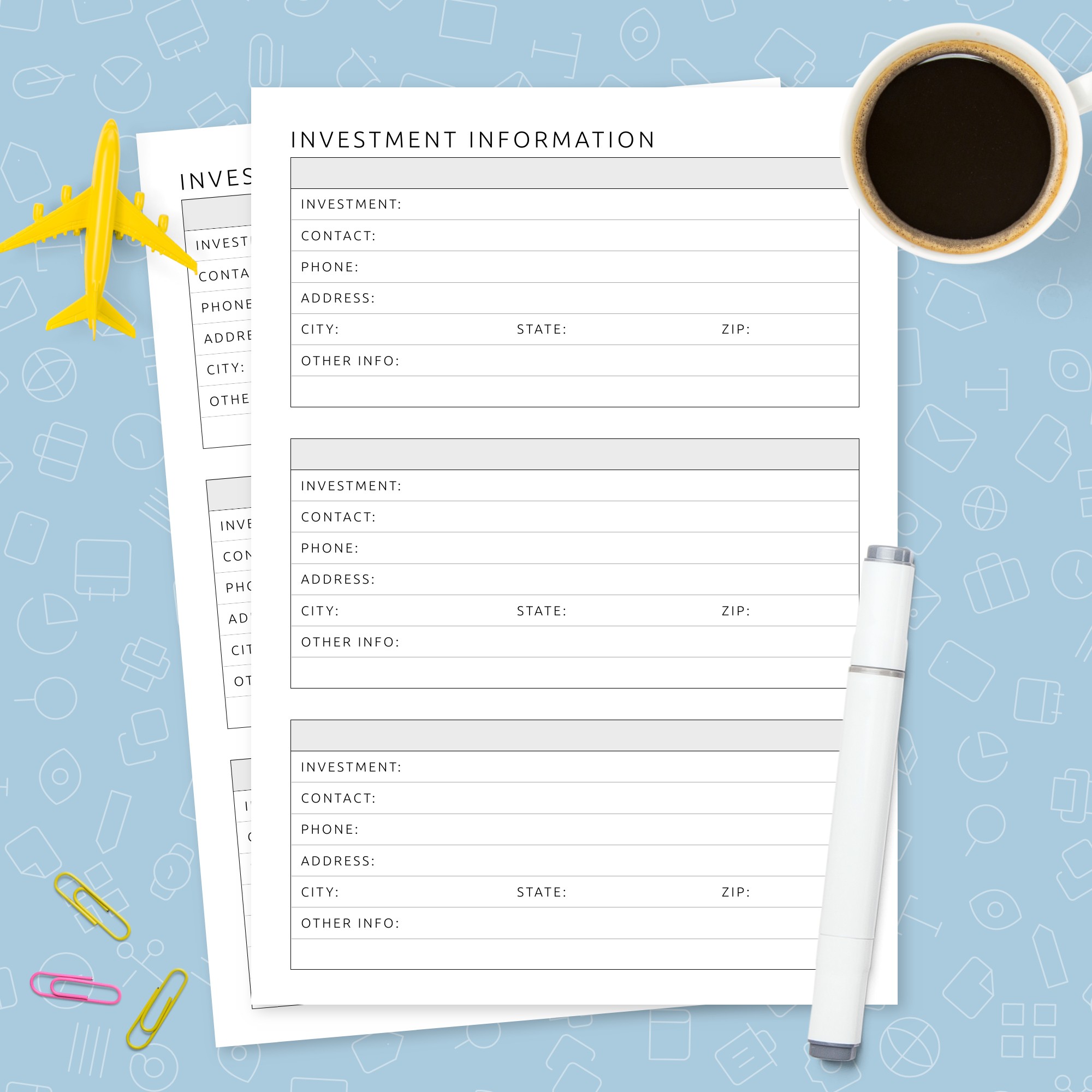Investment Information Template Template - Printable PDF