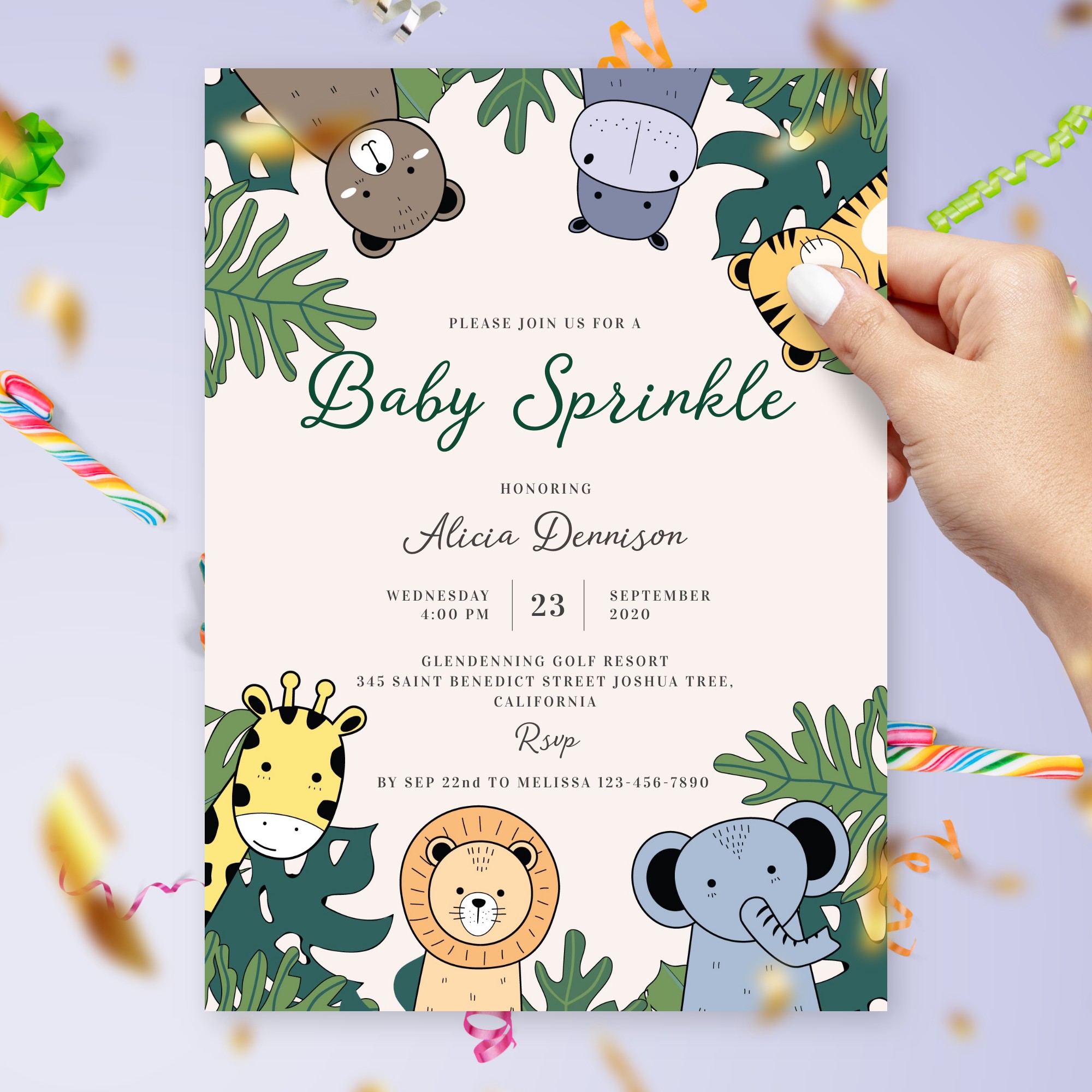 Jungle Baby Sprinkle Invitation Template Online Maker