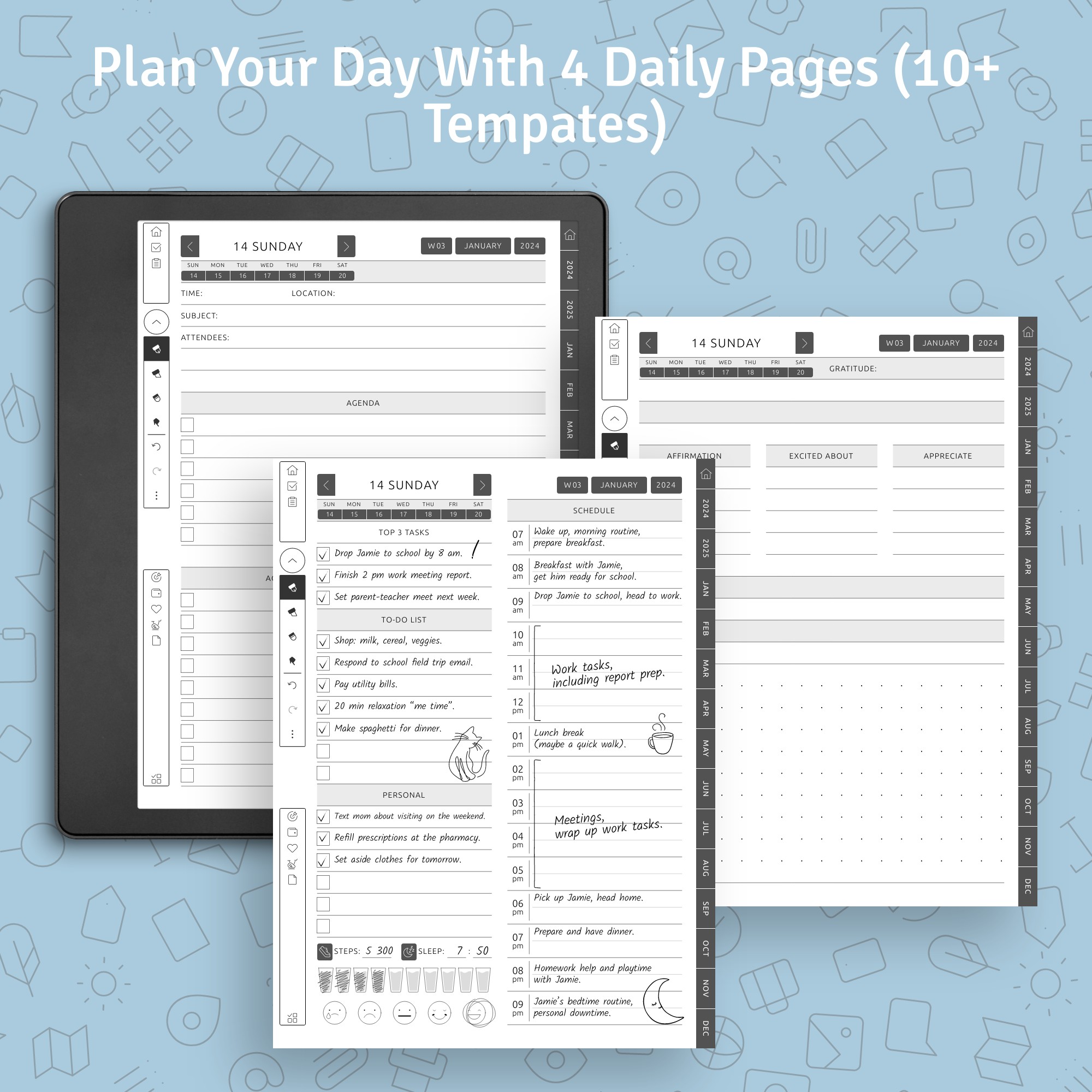 Download Customizable Kindle Scribe Daily Planner
