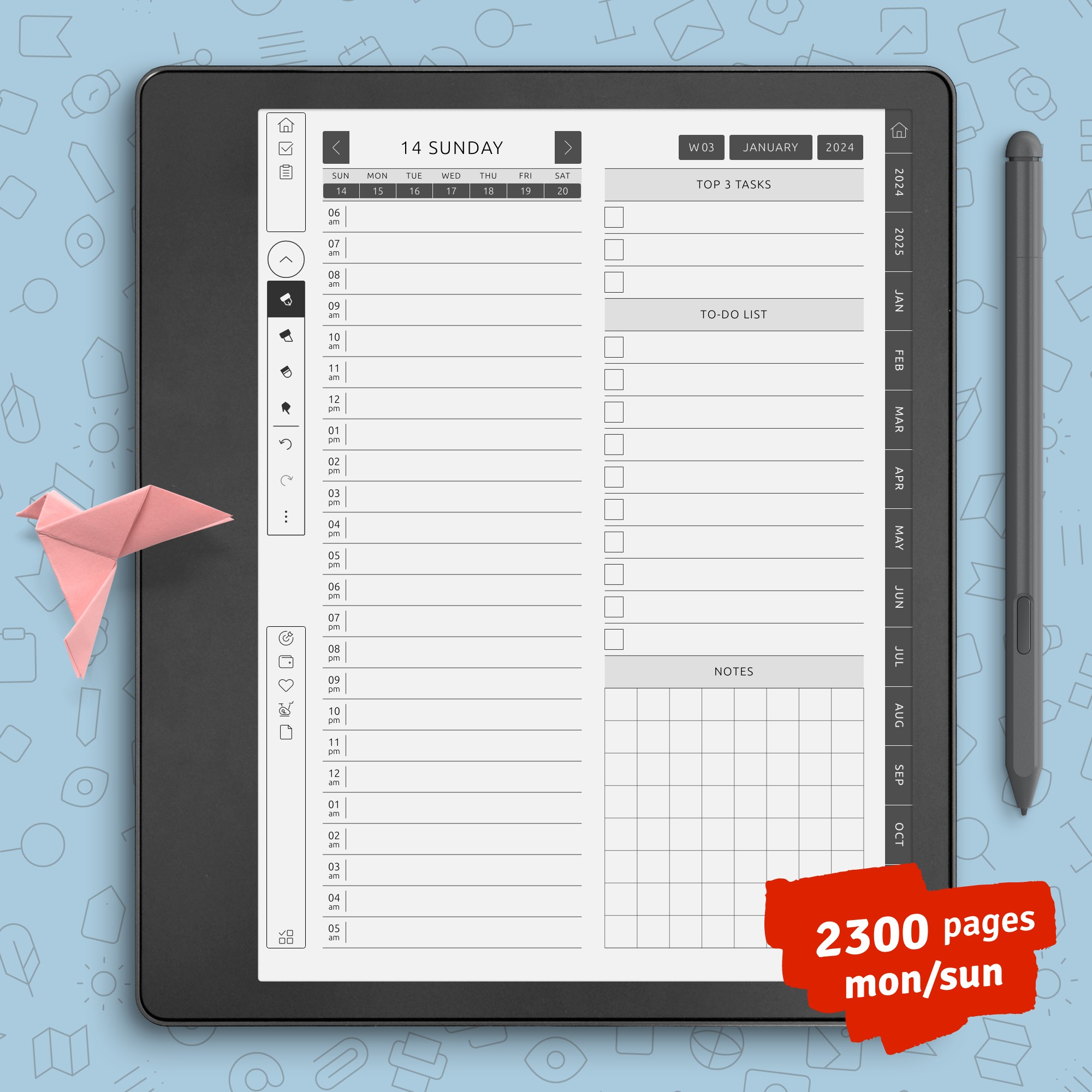 Download Customizable Kindle Scribe Daily Planner