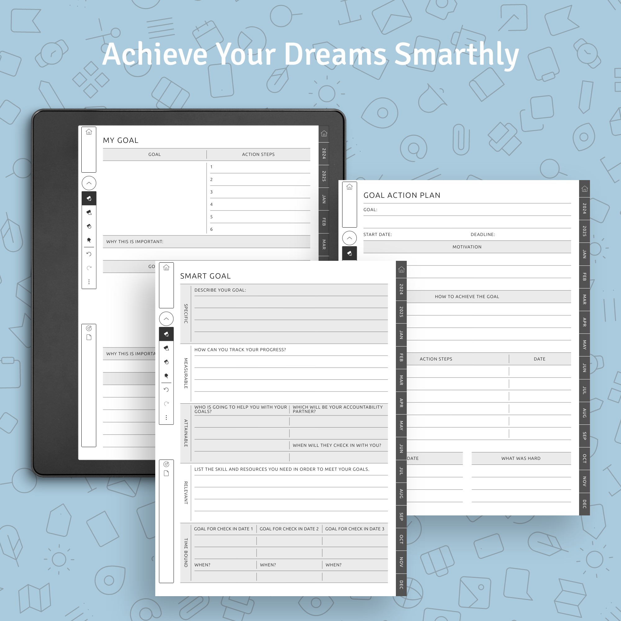 Download Customizable Kindle Scribe Goal Planner
