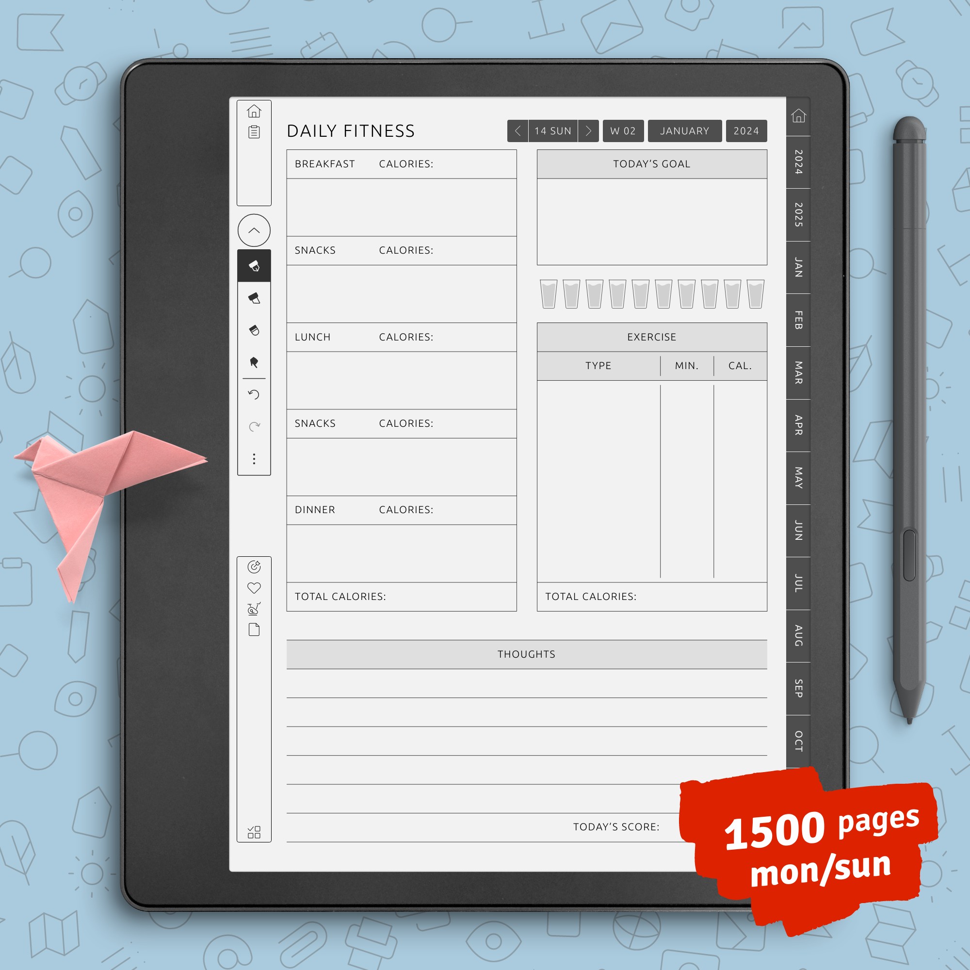 Download Customizable Kindle Scribe Health & Fitness Planner