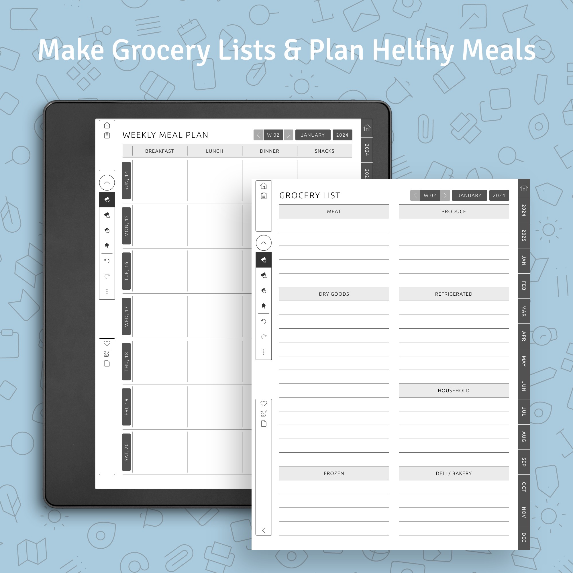 Download Customizable Kindle Scribe Meal Planner