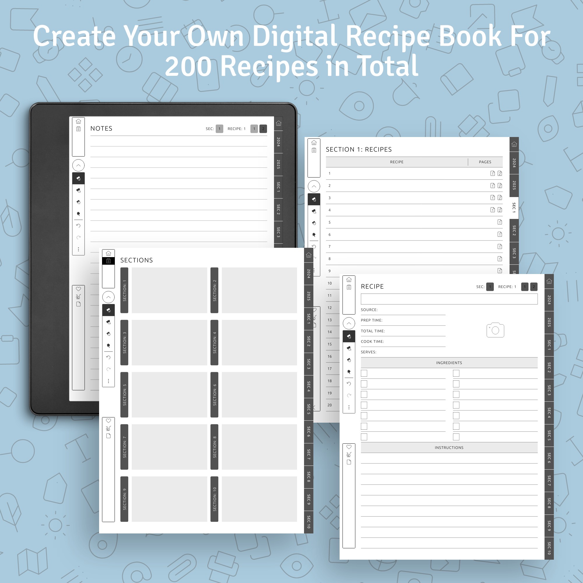 Download Customizable Kindle Scribe Meal Planner