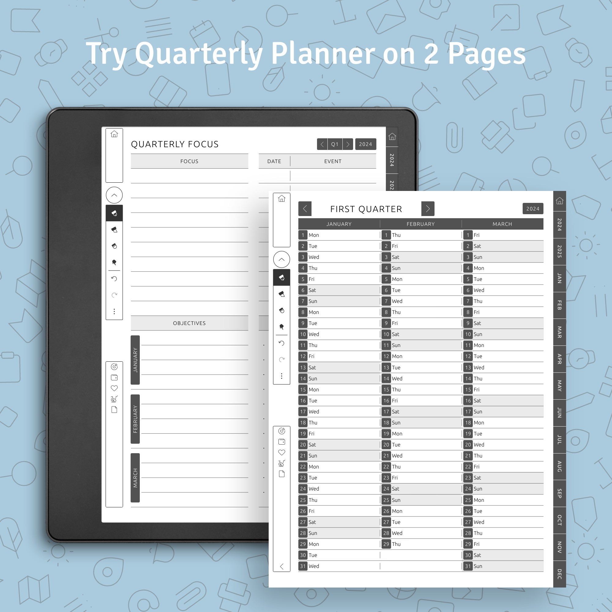 Download Customizable Kindle Scribe Monthly Planner