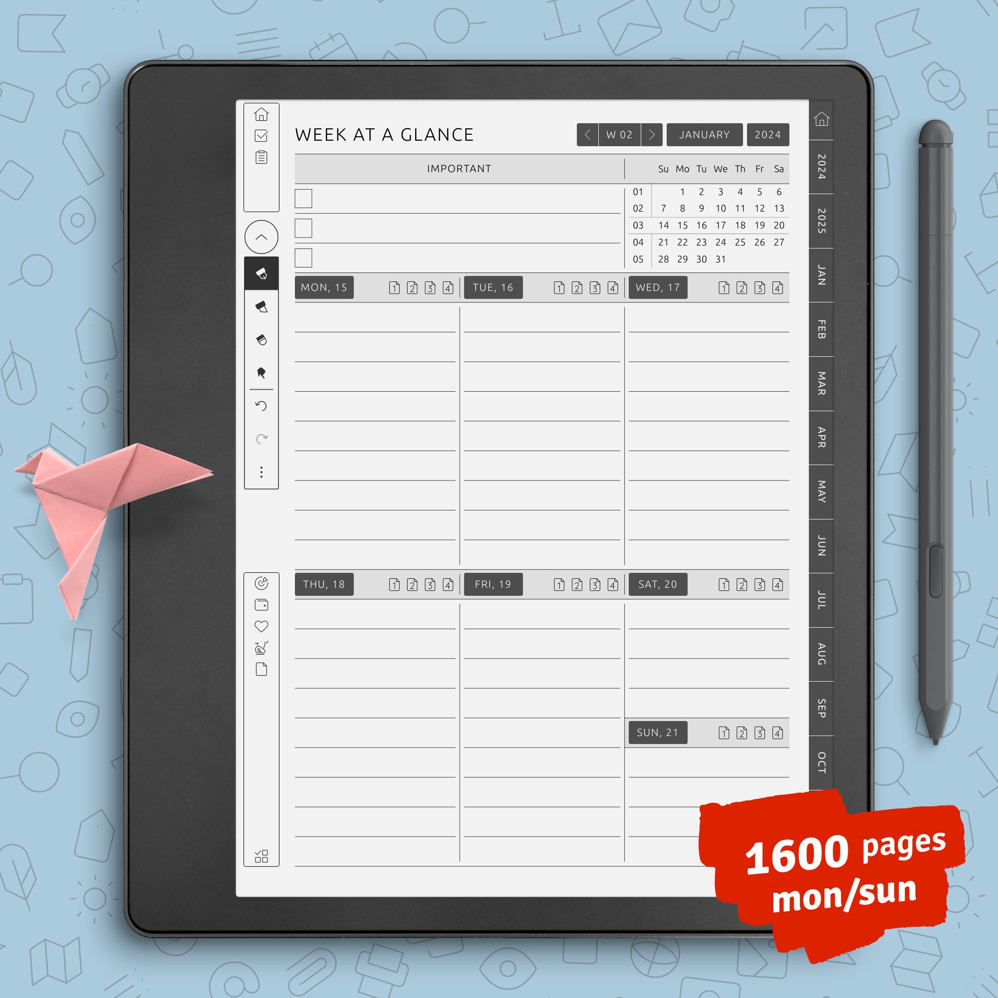 Download Customizable Kindle Scribe Weekly Planner