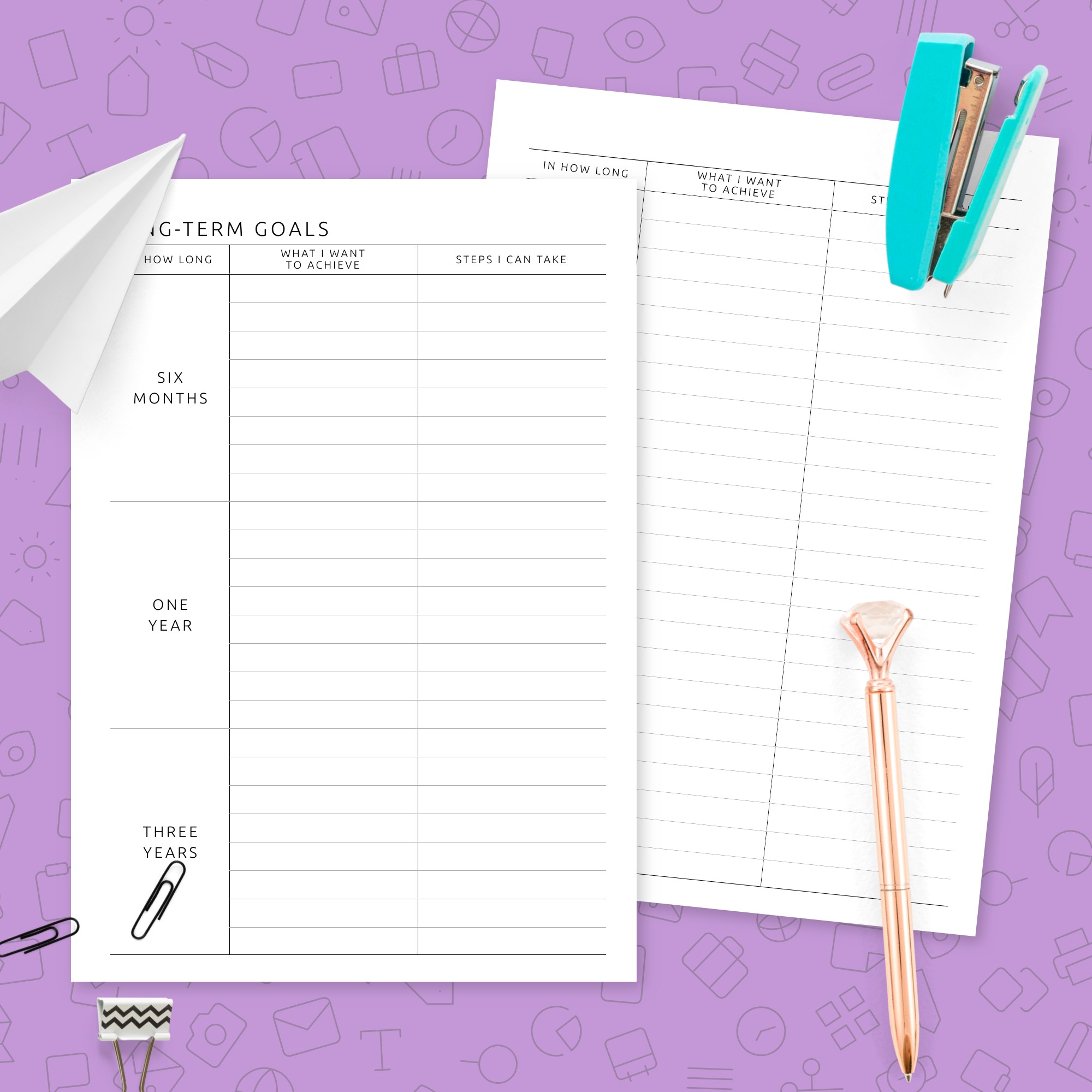 Long-Term Goals Template - Download Printable PDF