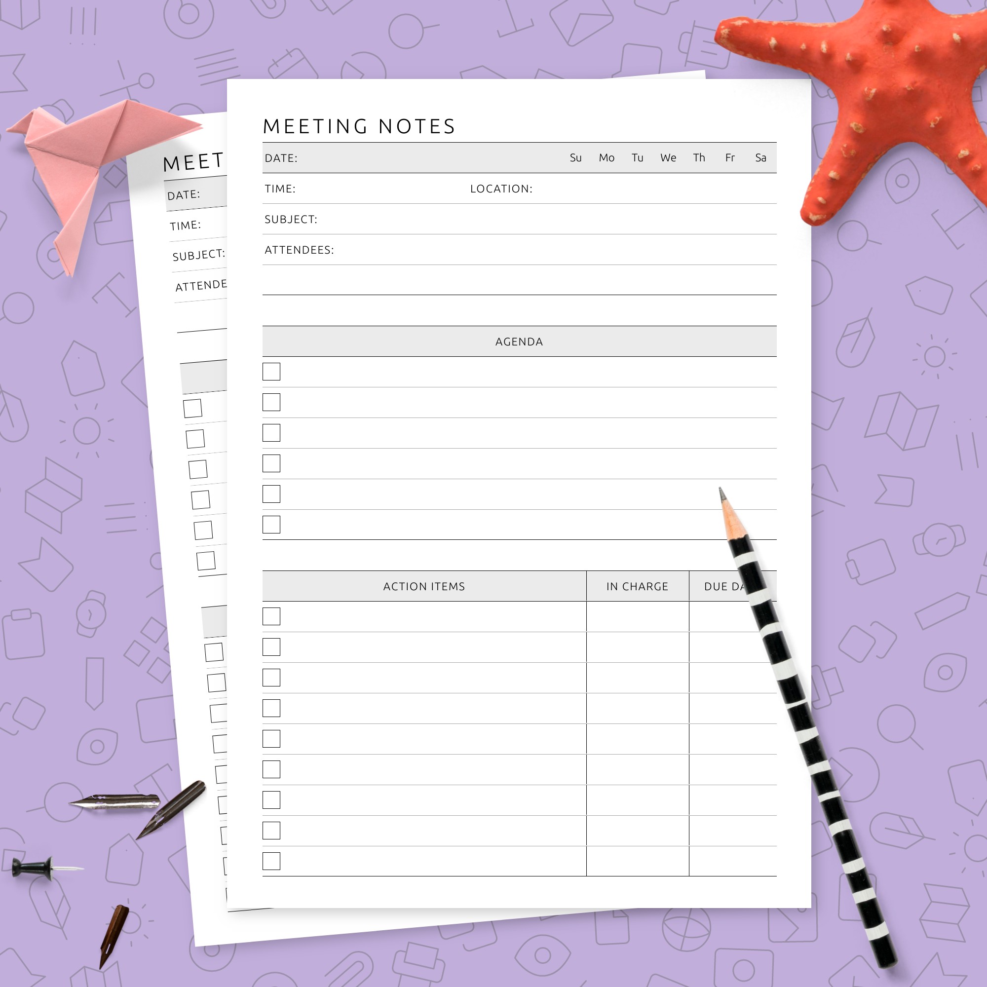 Meeting Plan with Actions Template Template - Printable PDF