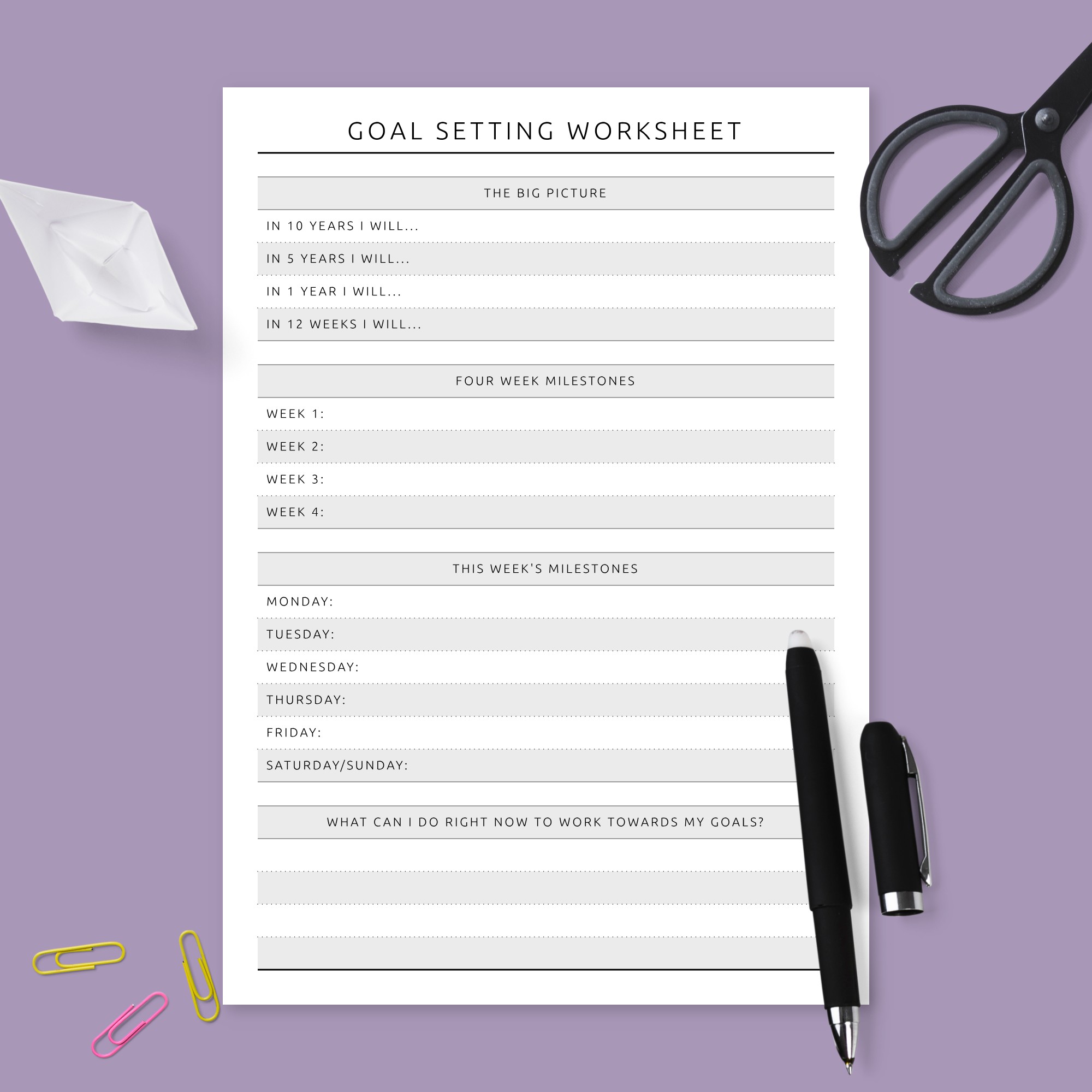 Milestones Goal Setting Plan Template - Printable PDF Milestones Goal Setting Plan Template - Printable PDF